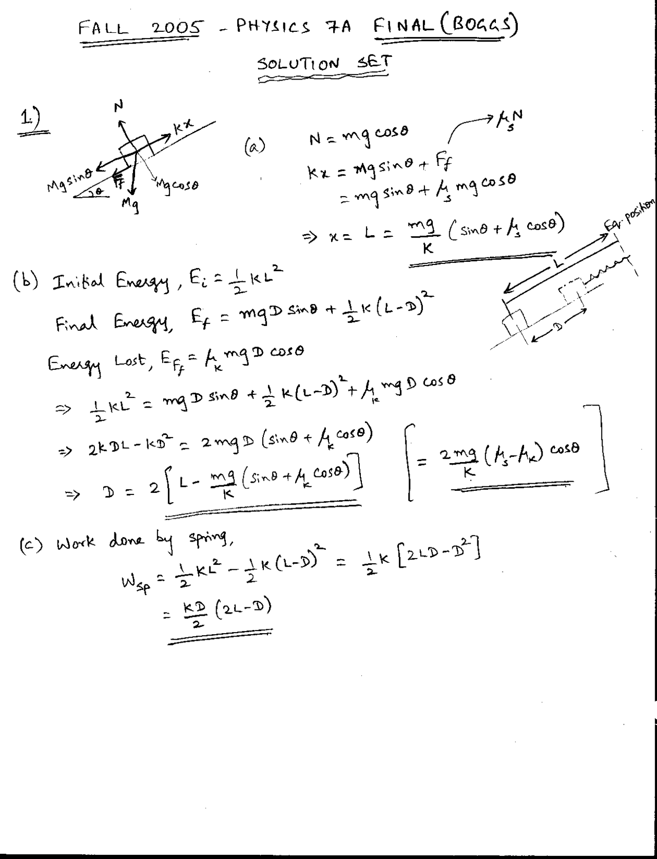 Past Final Exam with Resolution - Physics for Scientists and Engineers | PHYSICS 7A - Docsity