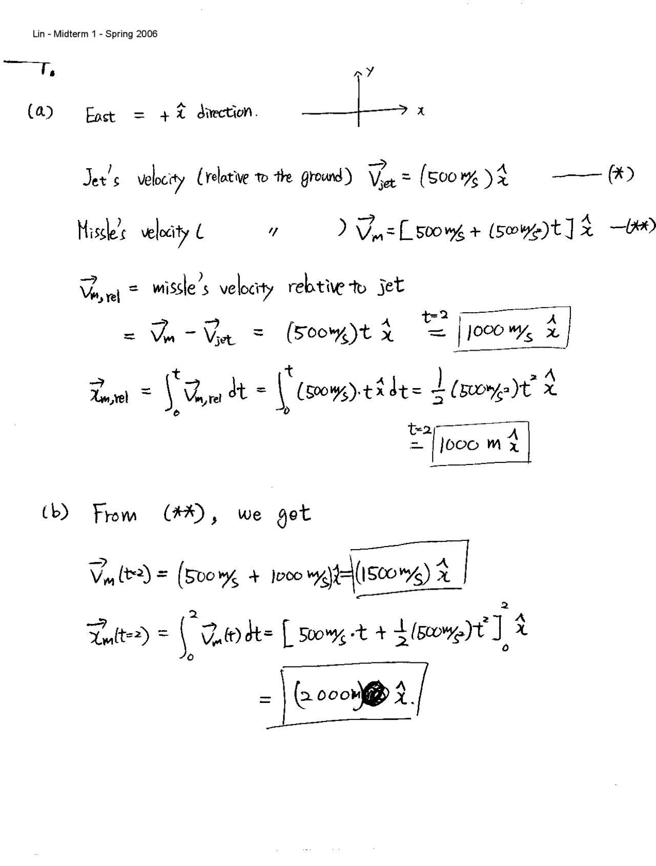 Solutions to Exam 2 - Physics for Scientists and Engineers | PHYSICS 7A | Exams Physics | Docsity