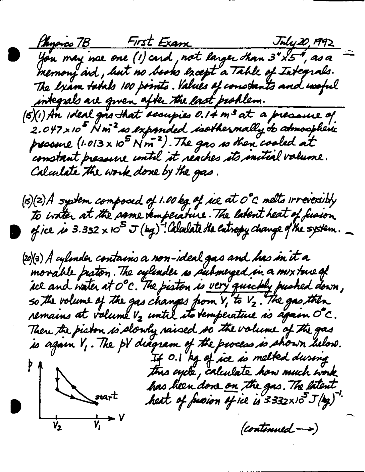 Exam With Answers Physics For Scientists And Engineers Physics 7a