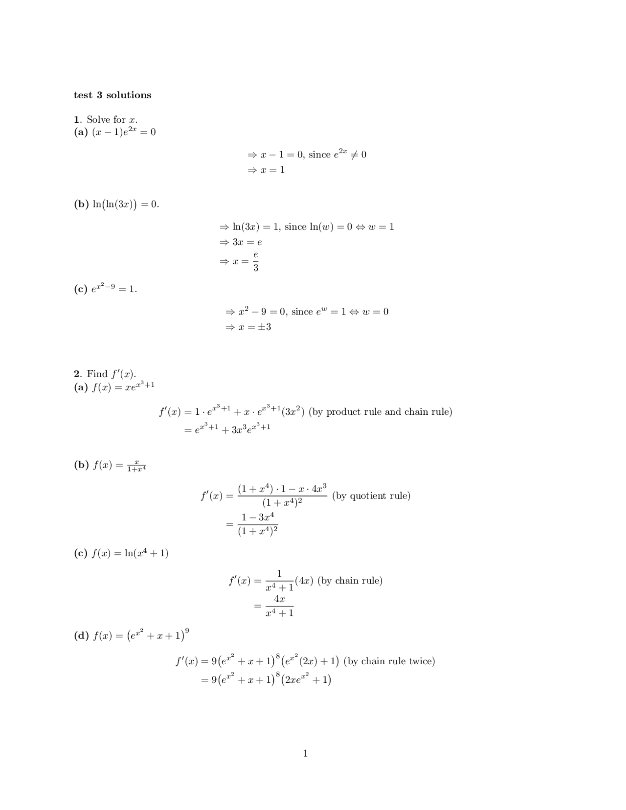 Solution For Test 3 Calculus For Life And Management Sciences A Ma