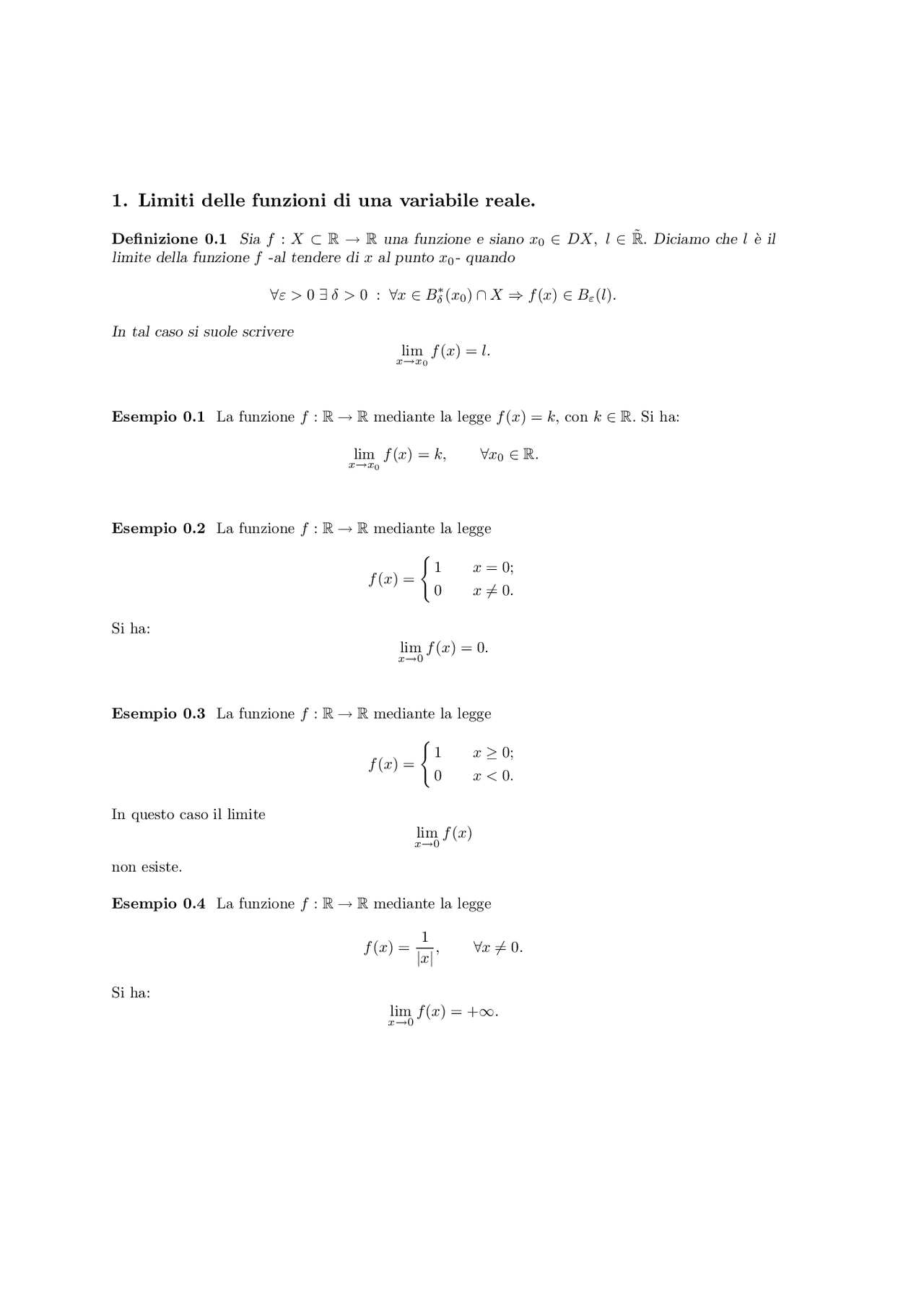 Appunti Sui Limiti Delle Funzioni Matematica Docsity