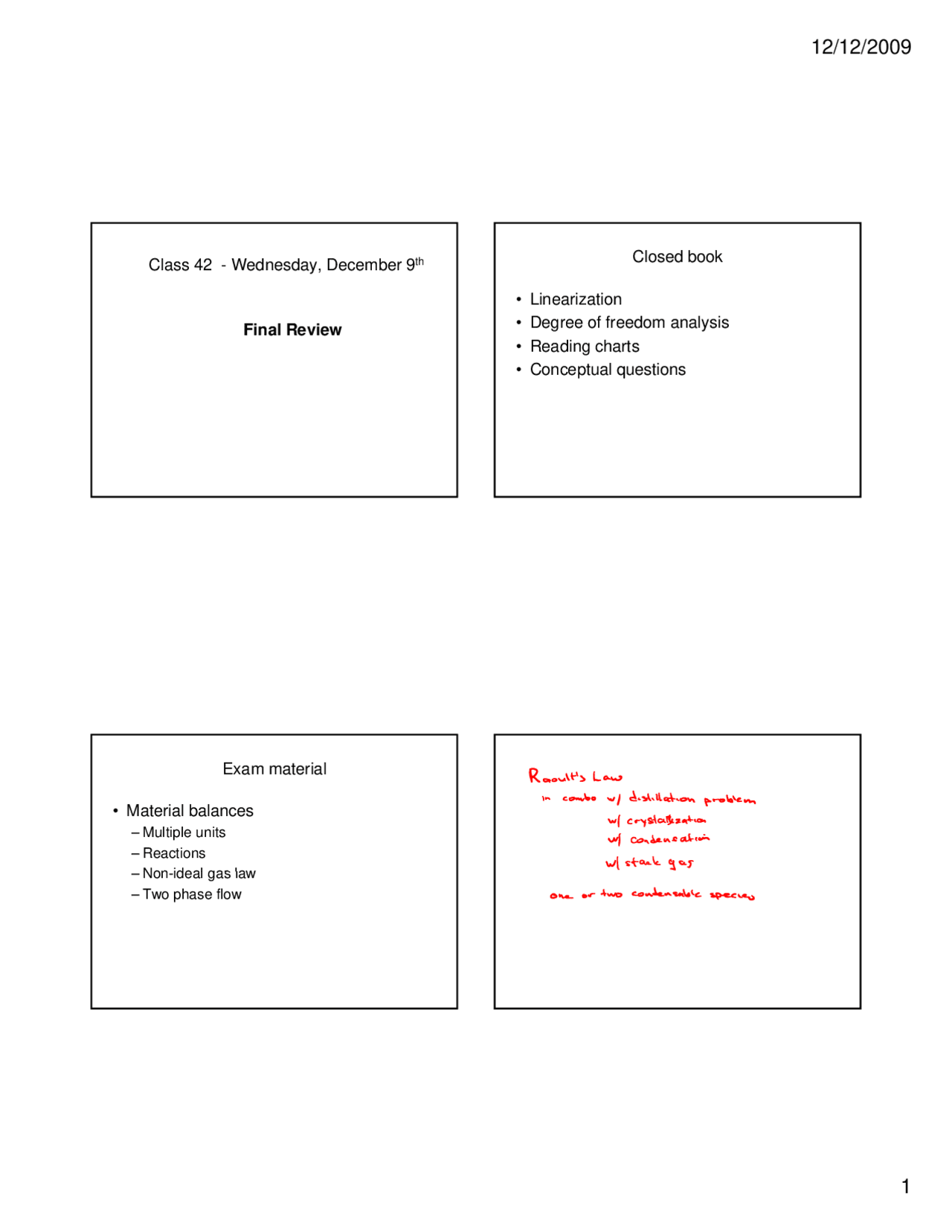 Final Exam Review Chemical Engineering Material And Energy Balances