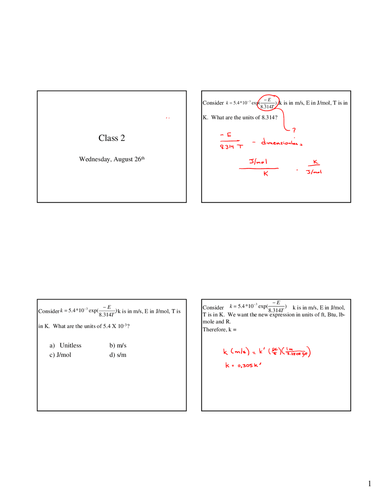 Units And Linearization Lecture Slides Chen 2120 Docsity