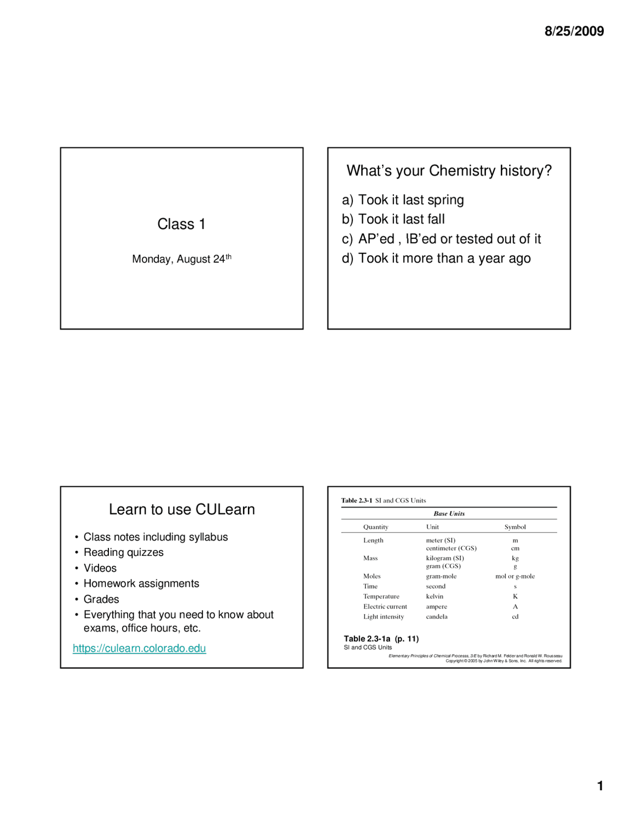Chemistry Class Notes: Fall 2009 - Unit Conversions in Chemistry - Prof ...