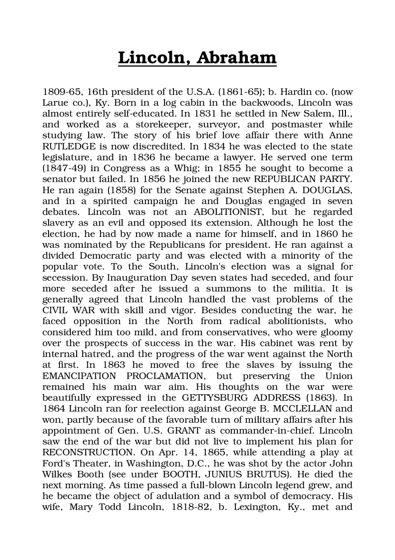Inglese - Abraham Lincoln - Docsity