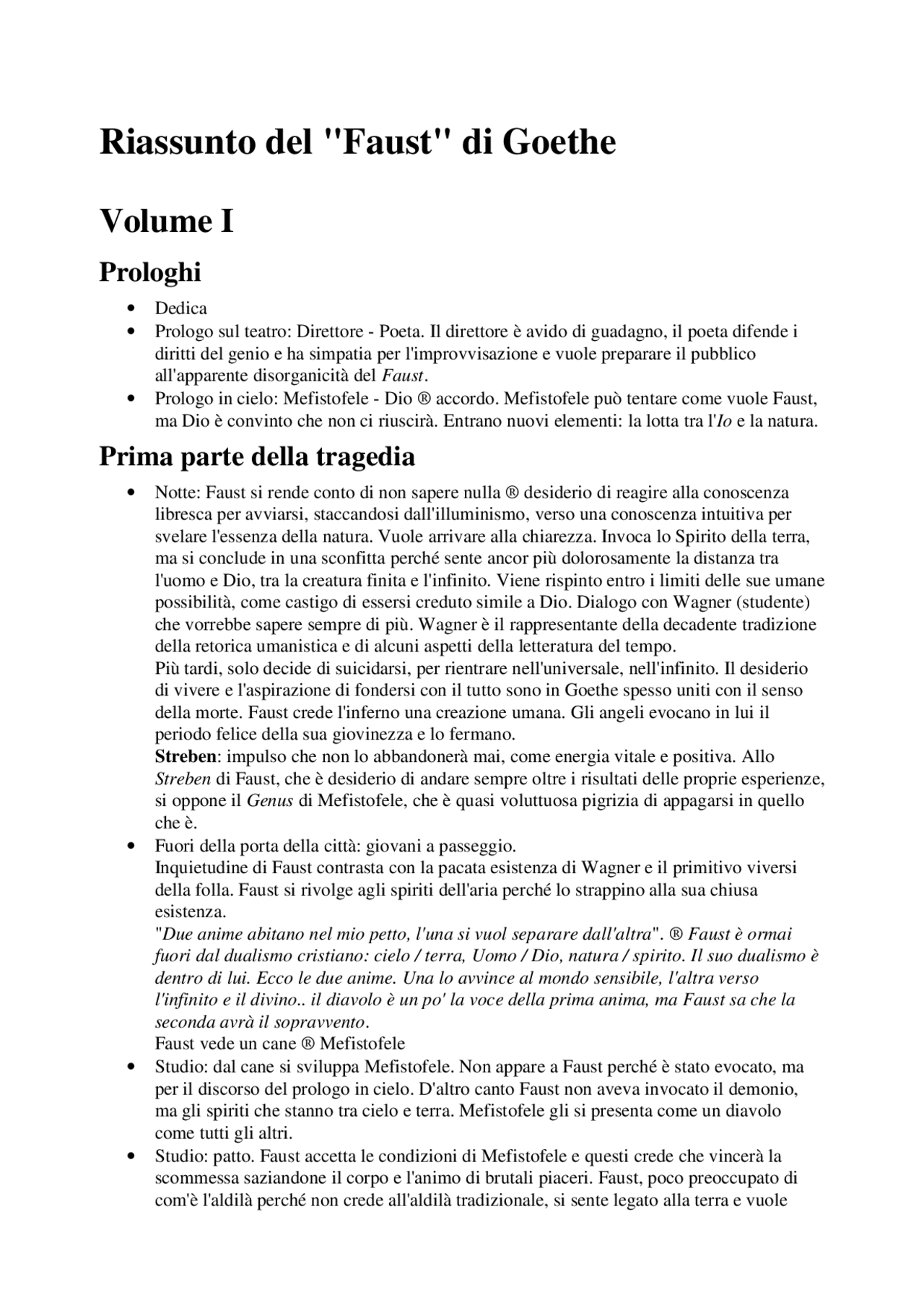 Letteratura Riassunto Del Faust Di Goethe Docsity