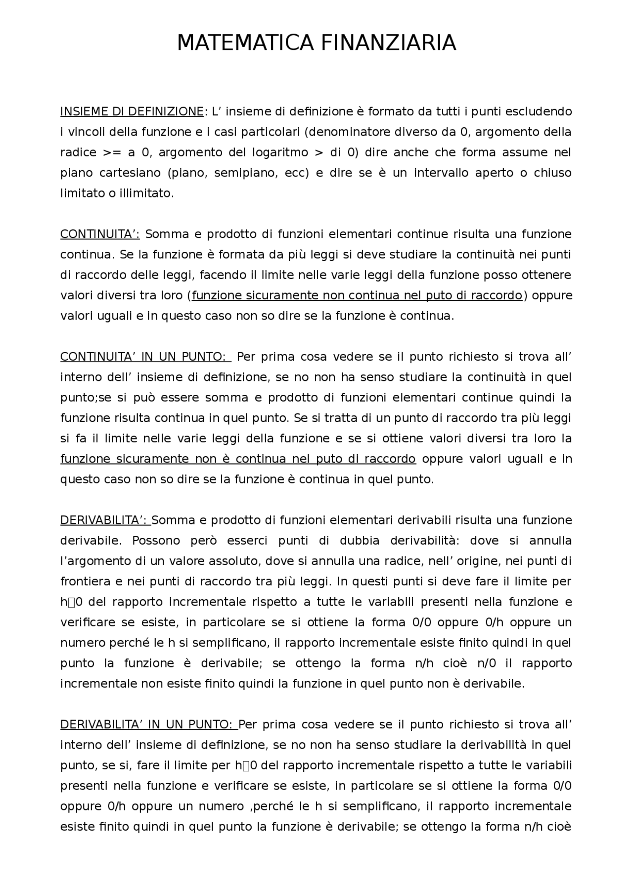 Matematica Finanziaria - Docsity