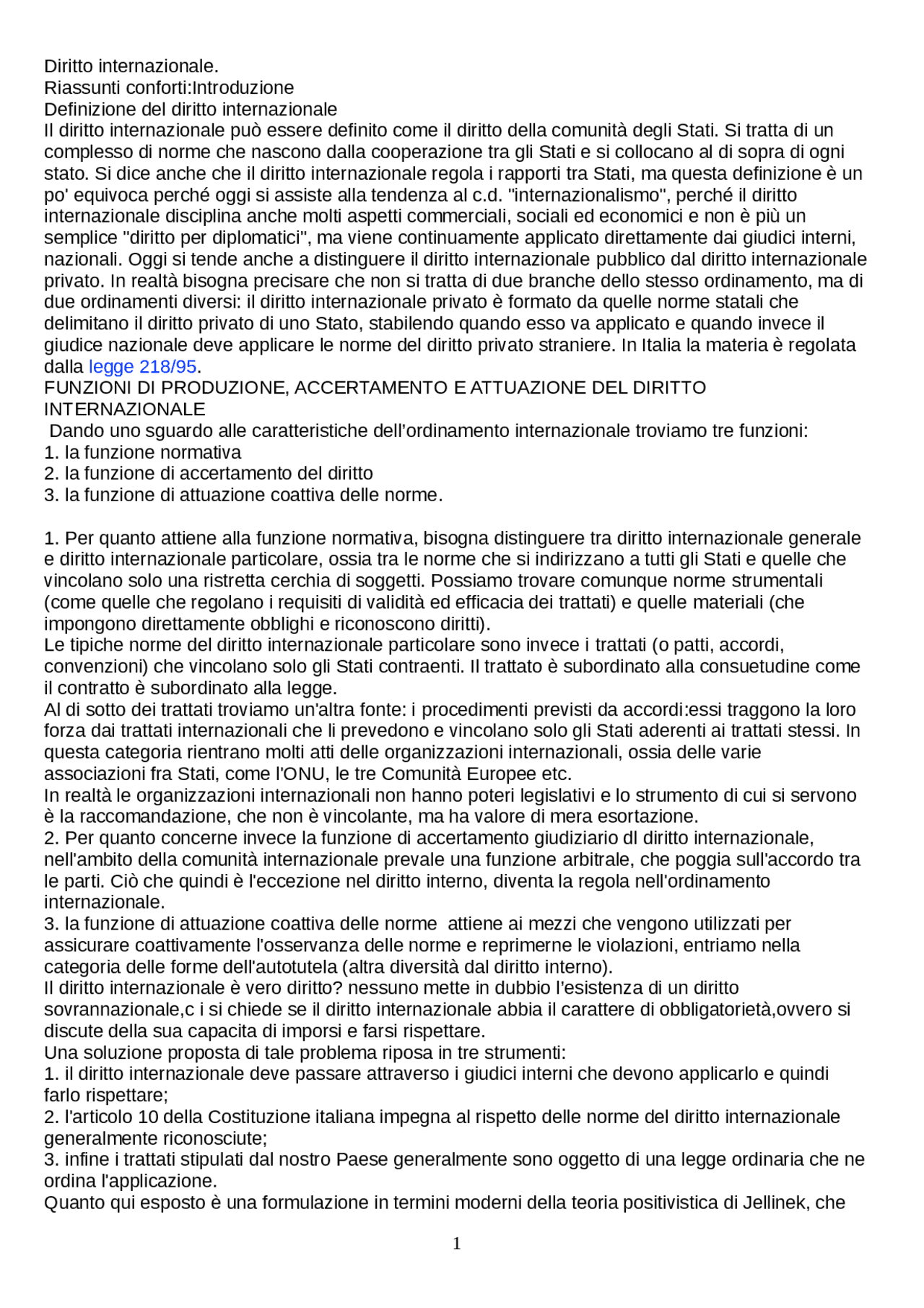 Diritto Internazionale Conforti Appunti Docsity