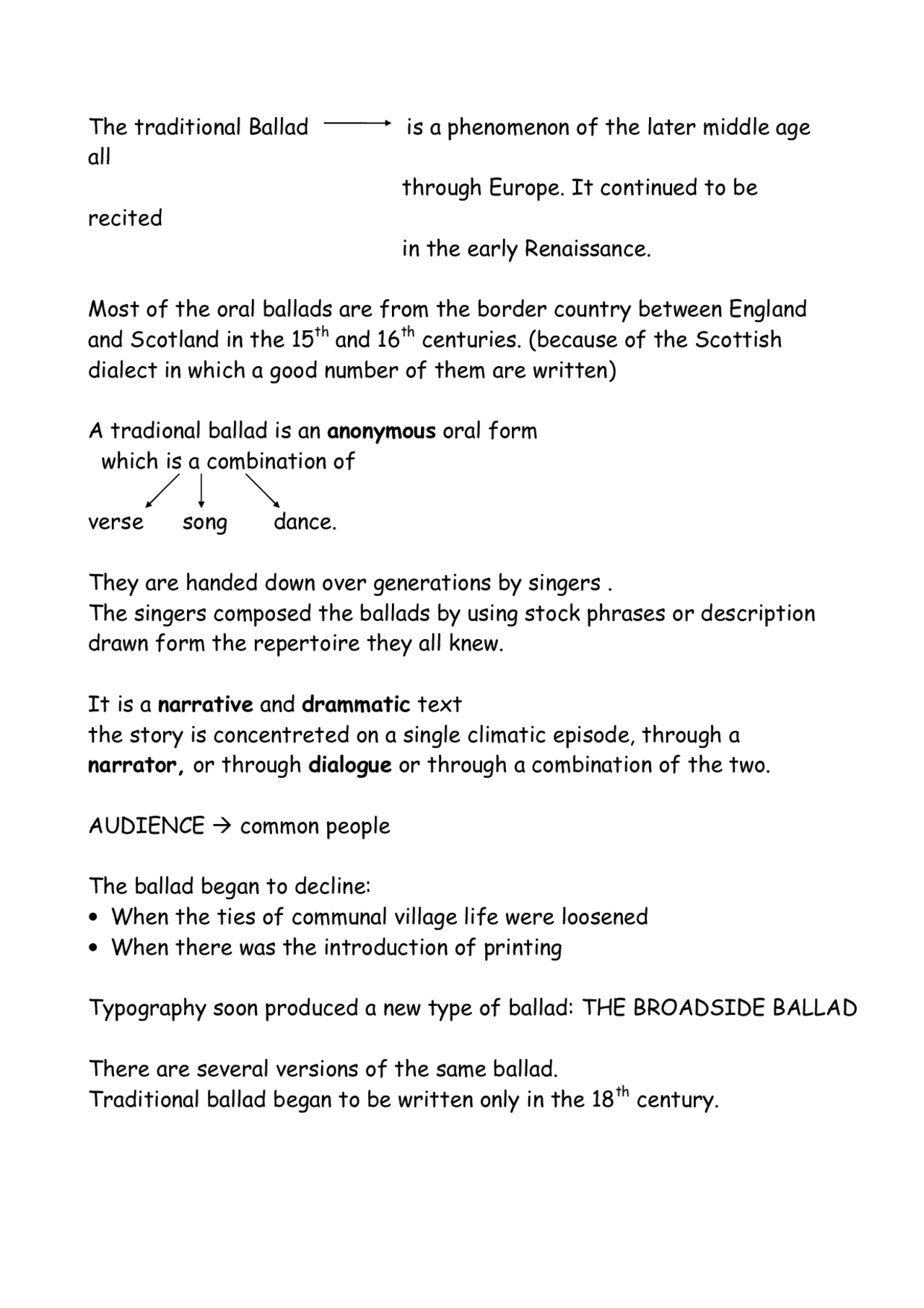 Inglese The Traditional Ballad Docsity