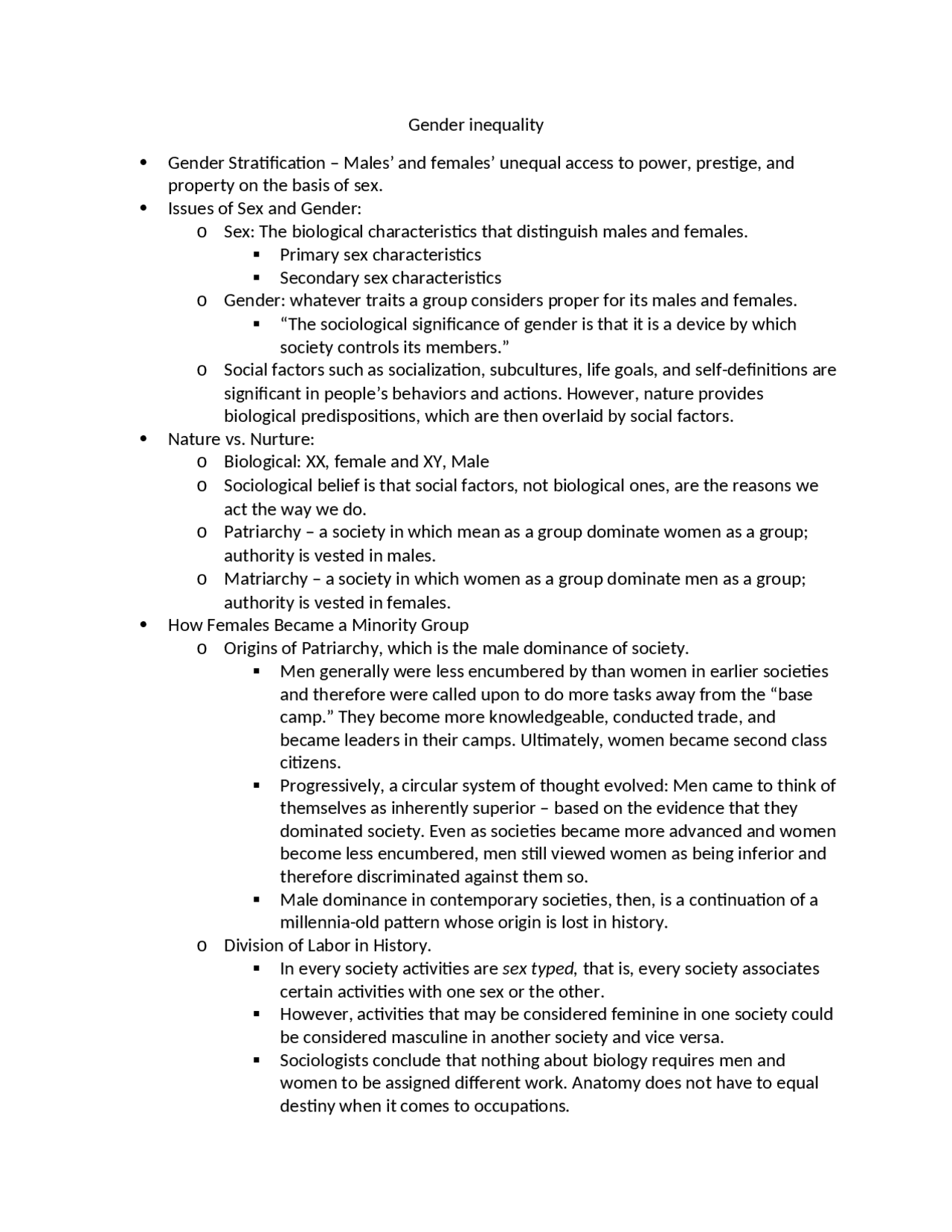 Gender Inequality Gender Stratification Introductory Sociology Soc