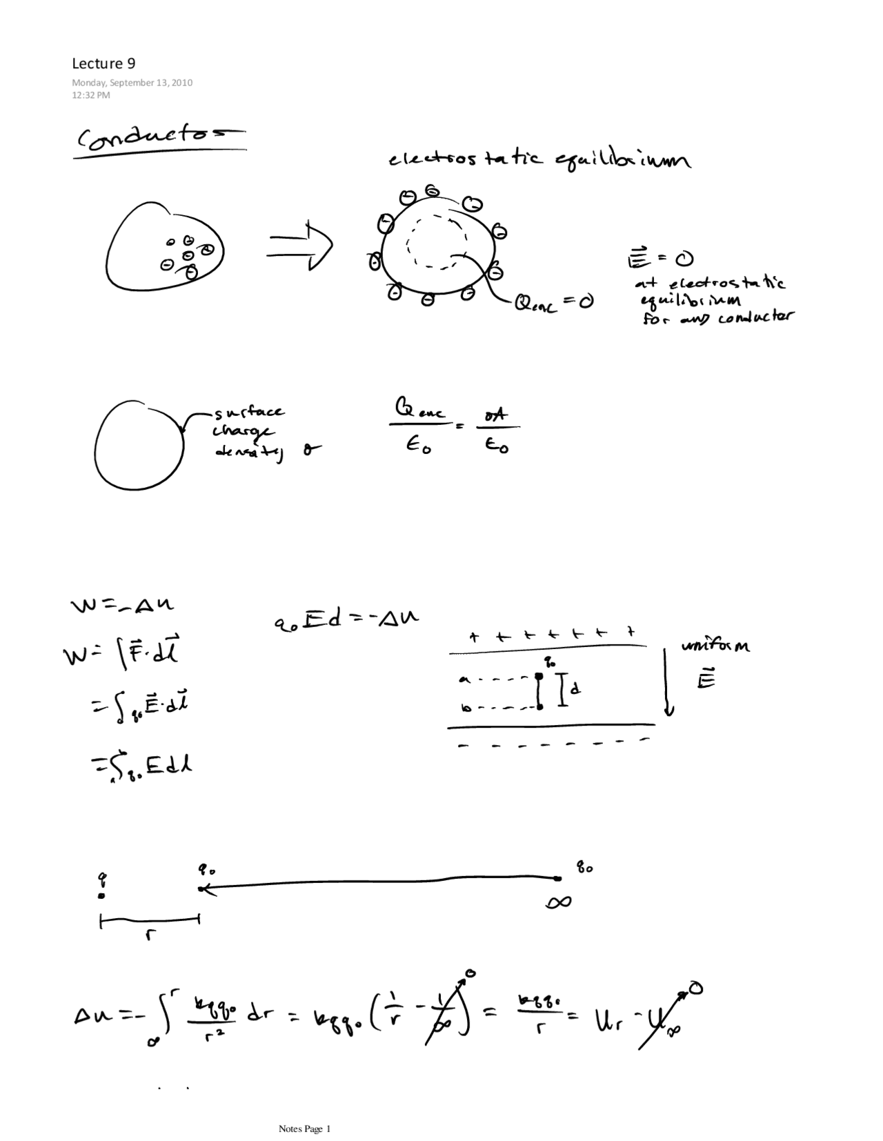 Handwritten Notes On Conductor Foundations Of Physics I Phys 2306