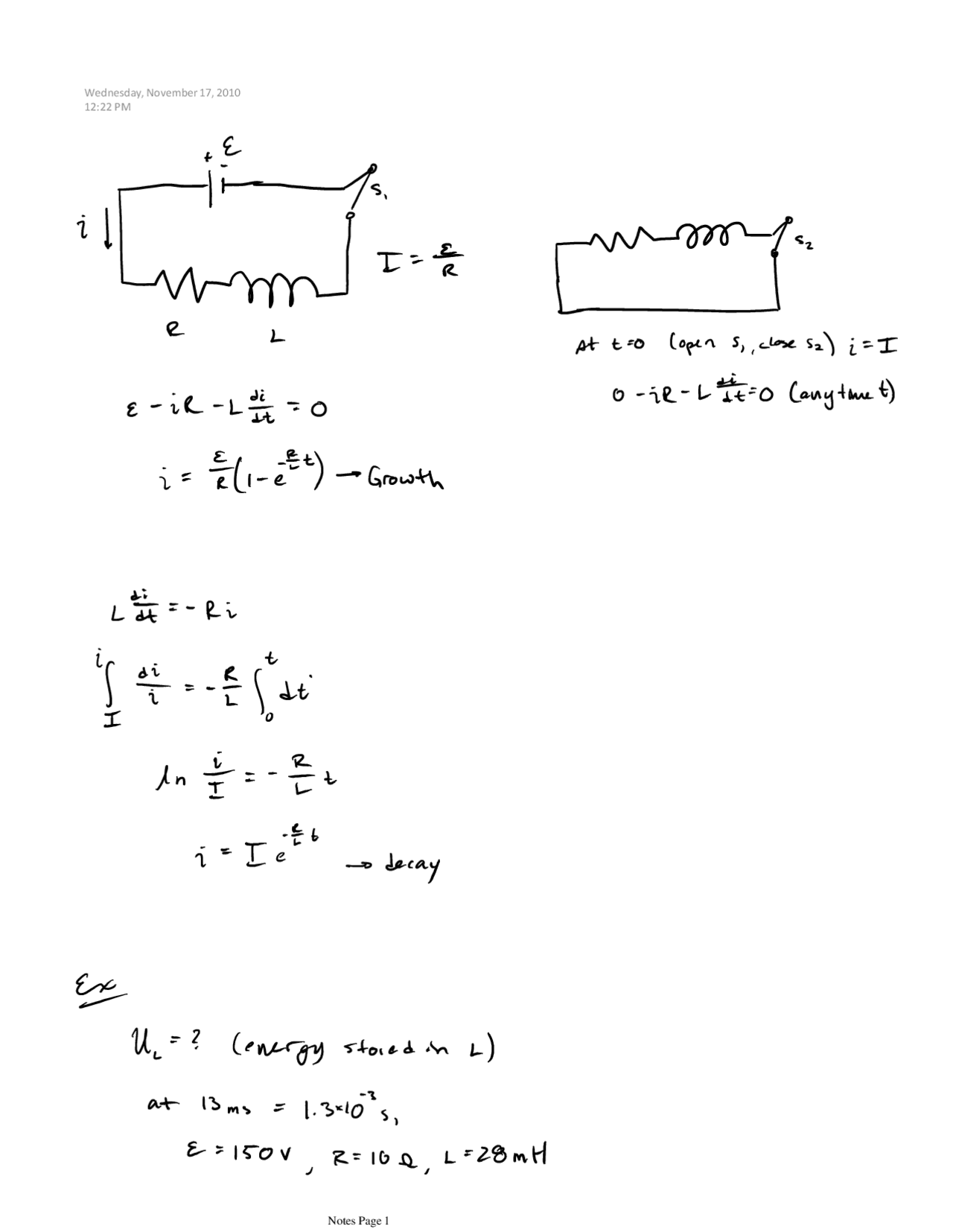 Notes On Rlc Circuits Foundations Of Physics I Phys 2306 Docsity