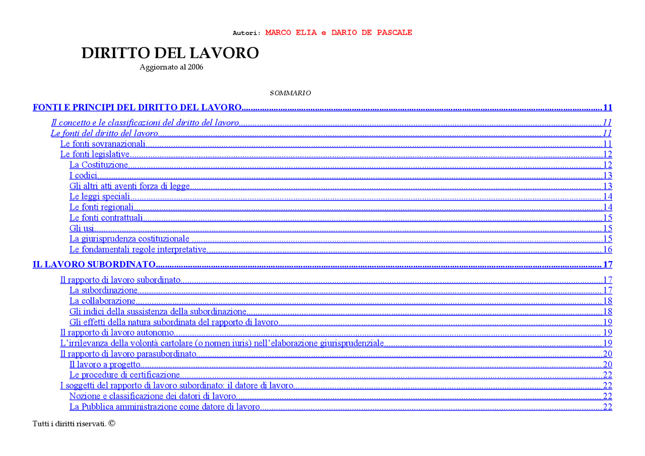 Compendio Di Diritto Del Lavoro Aggiornato 2006 Docsity