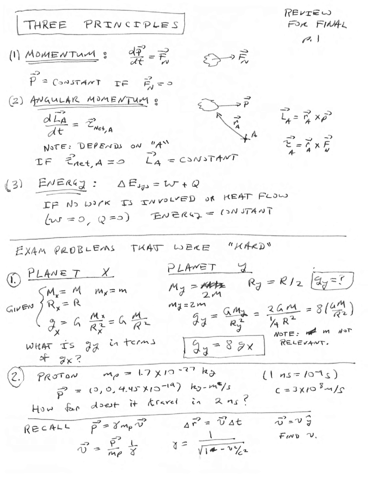 Notes on Momentum, Angular Momentum and Energy - Study Guide | PHY 303K ...