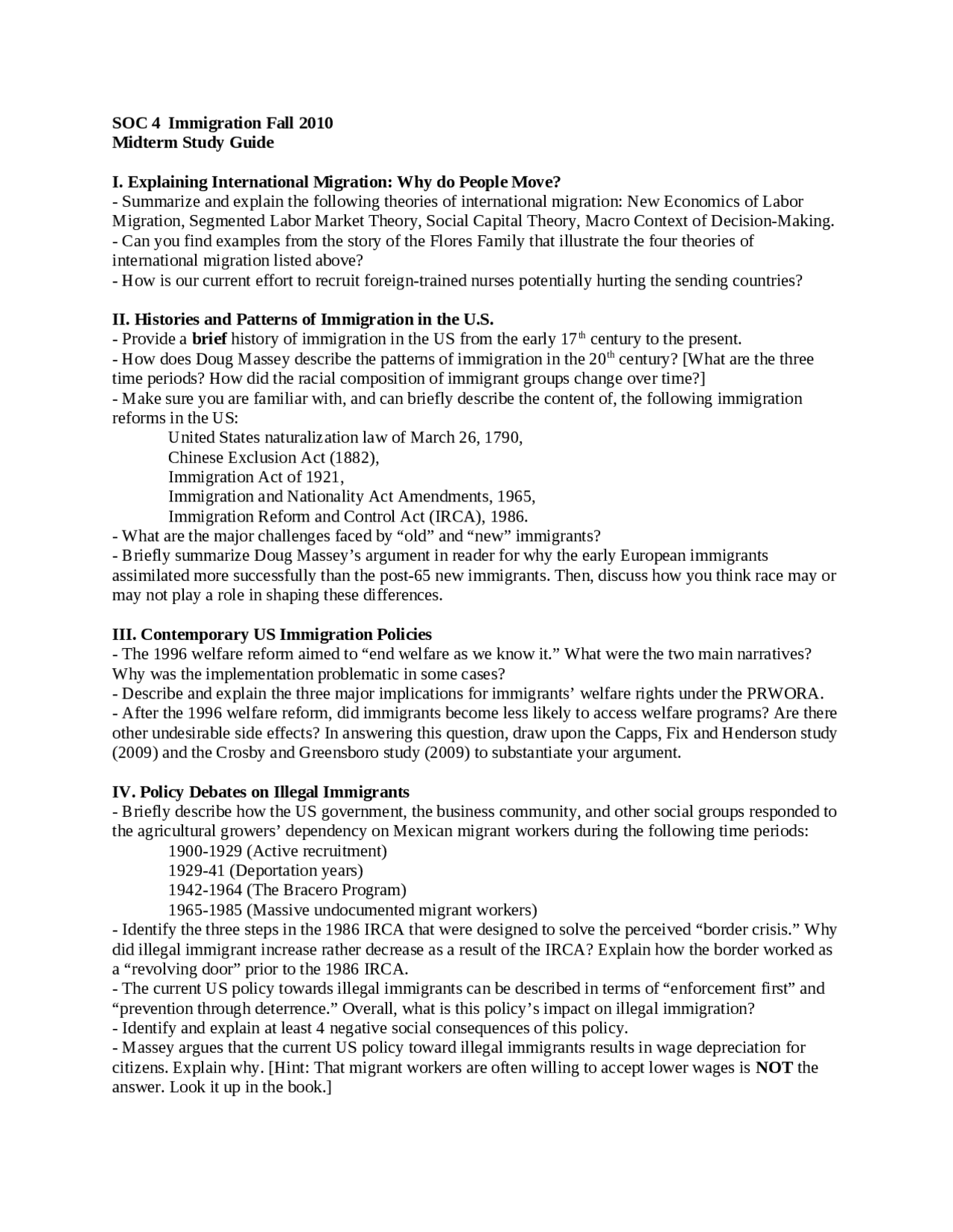 Understanding International Migration & US Immigration Policies: SOC 4 ...