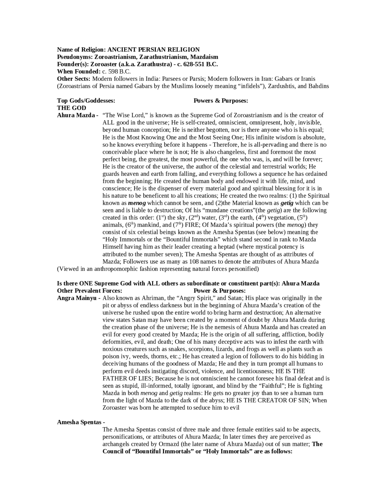 Ancient Persian Religion - World Religions: Beliefs and Values | PHIL ...