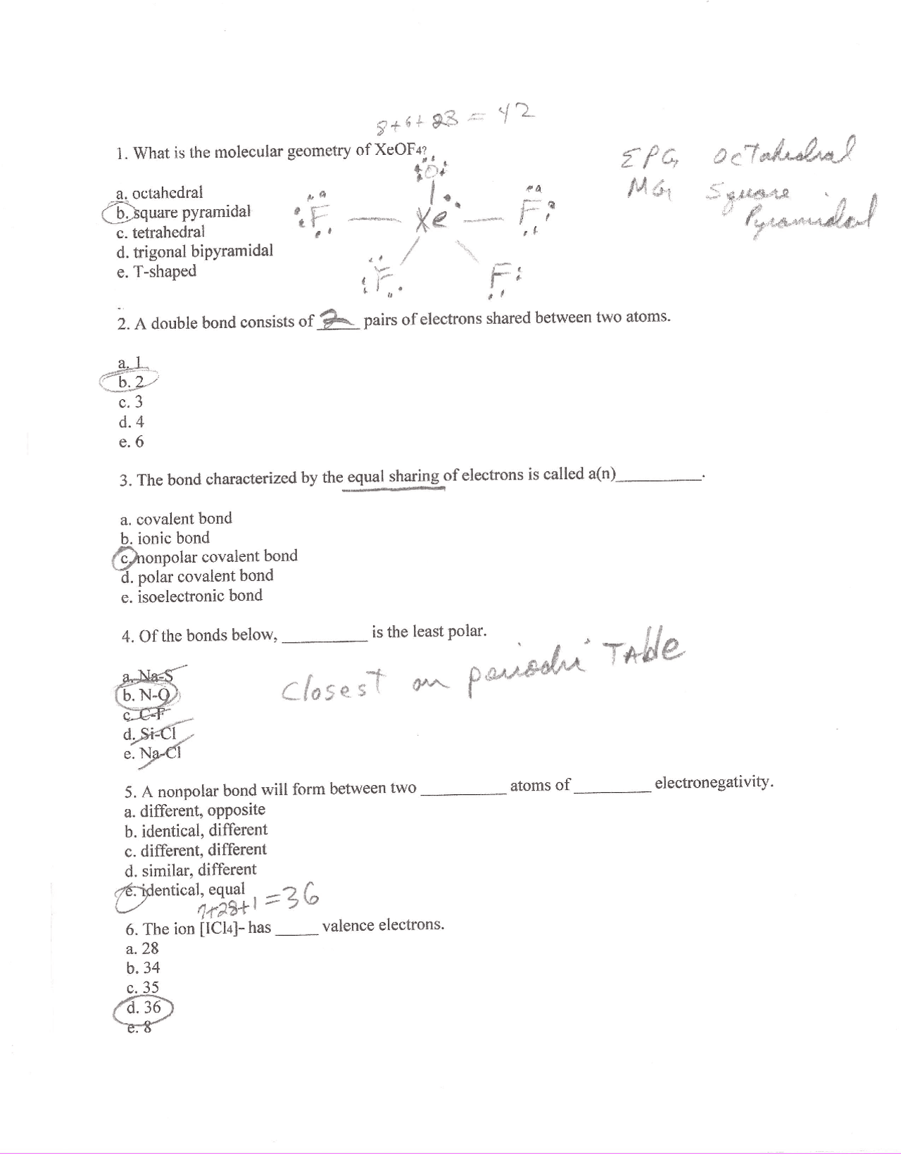Exam 4 Questions with Solutions - General Chemistry I | CHEM 1341 - Docsity