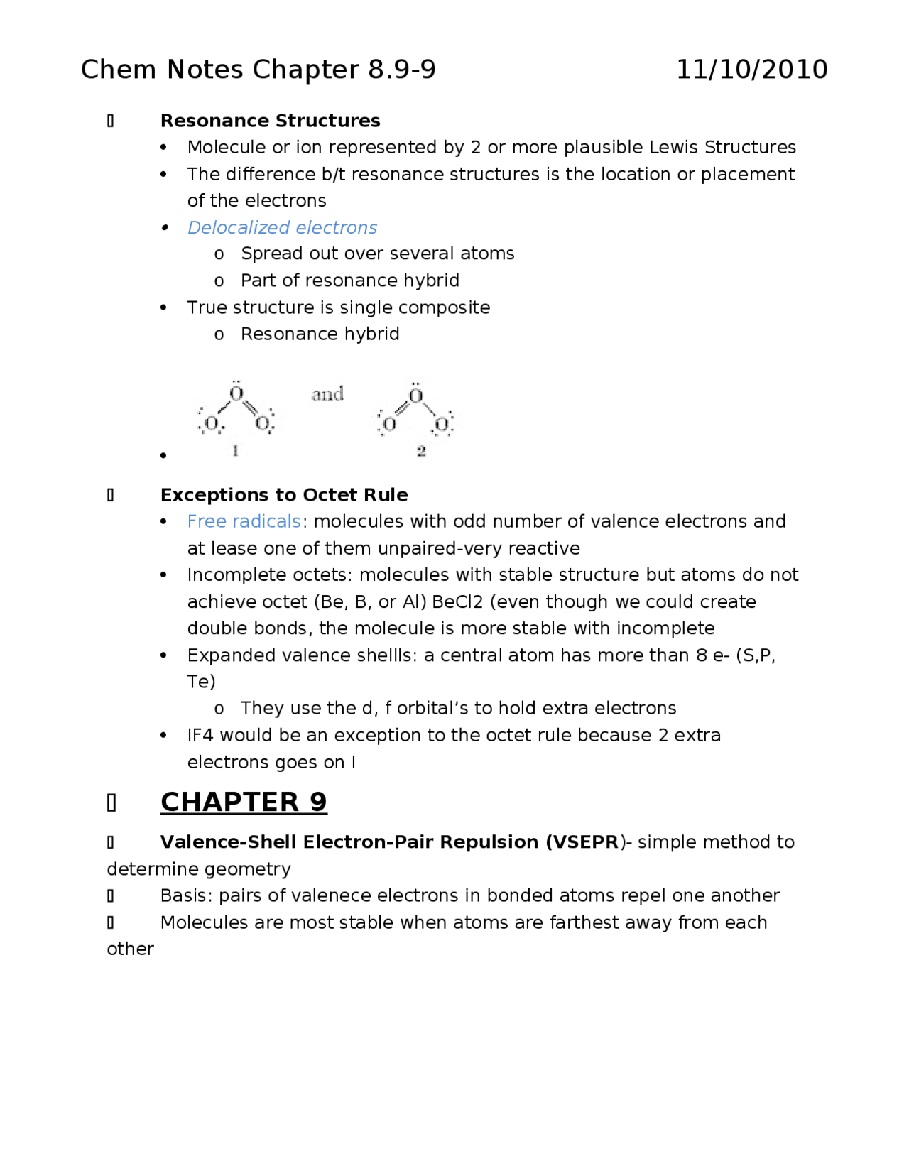 Valence Shell Electron Pair Repulsion - General Chemistry I | CHEM 101 ...