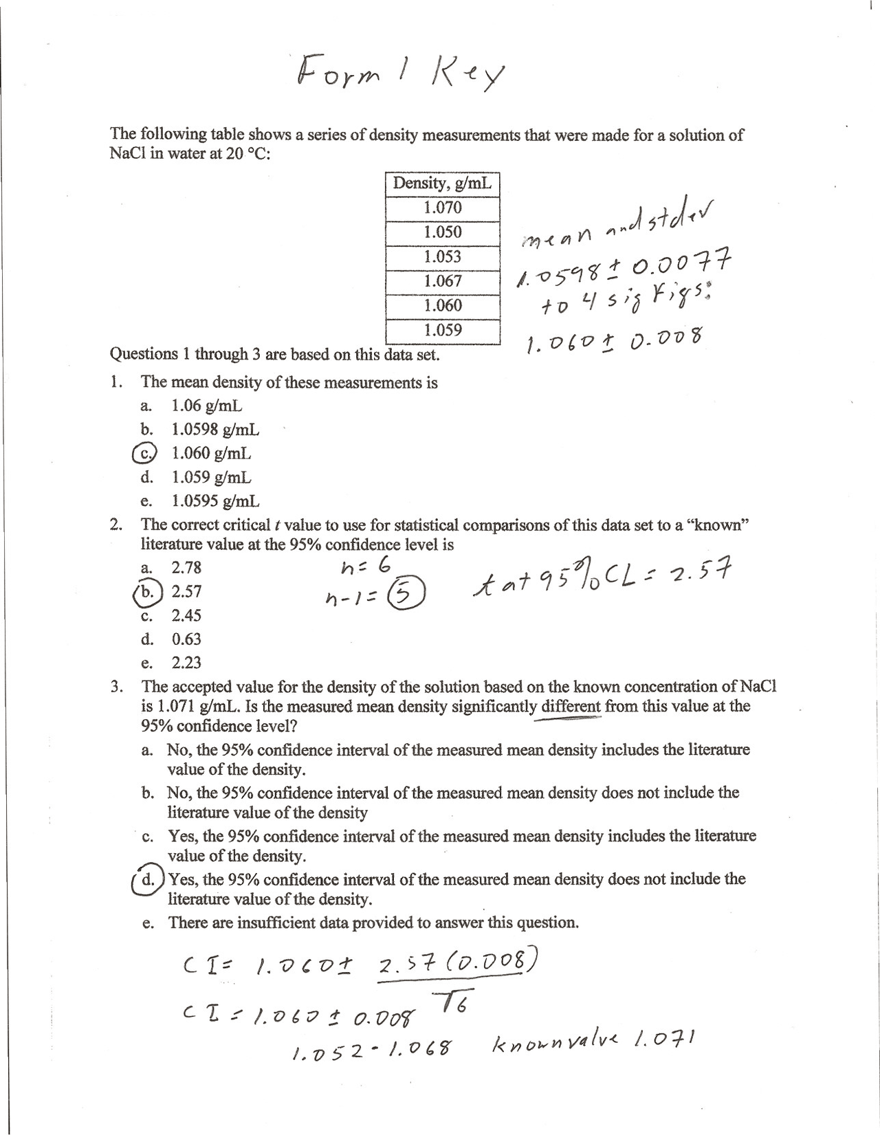 Solution Of Midterm Exam College Chemistry Laboratory Chm 144 Docsity