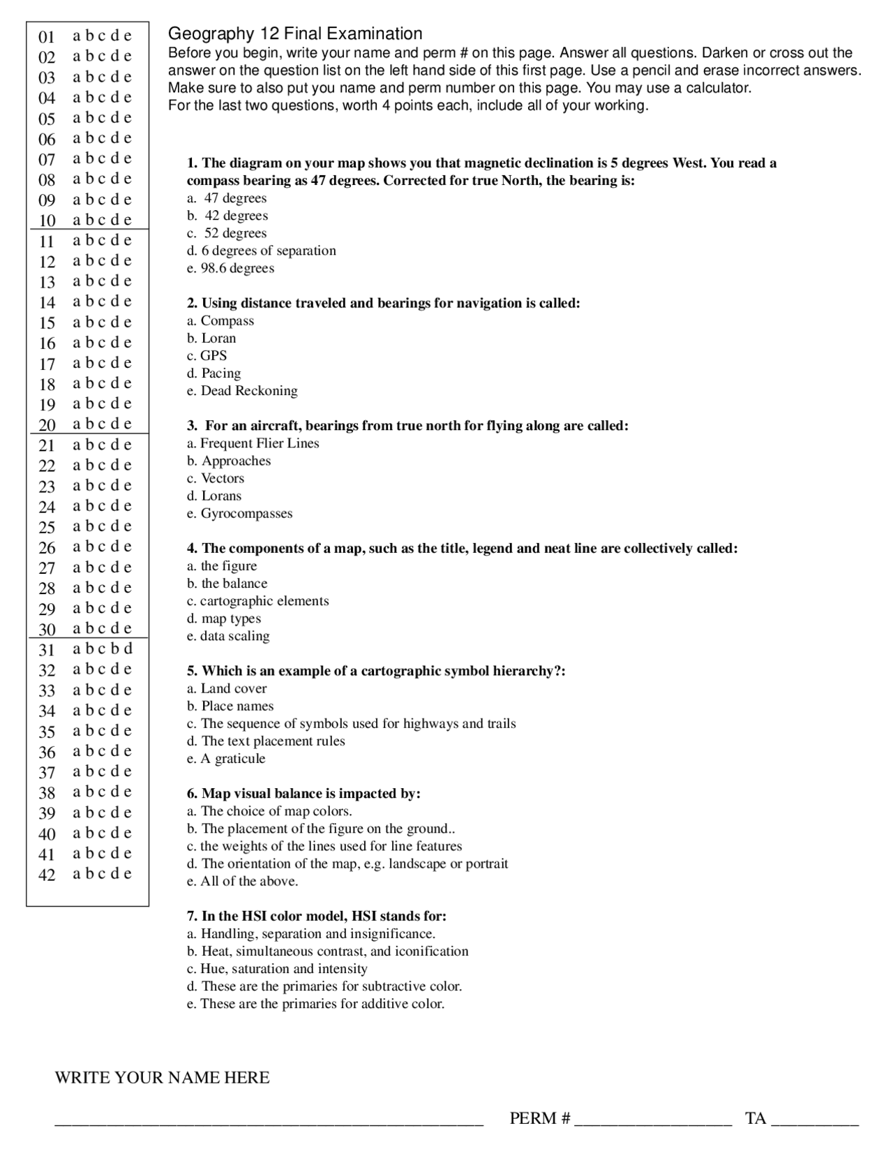 Final Exam Questions Maps And Mapping Geog 12 Exams Geography