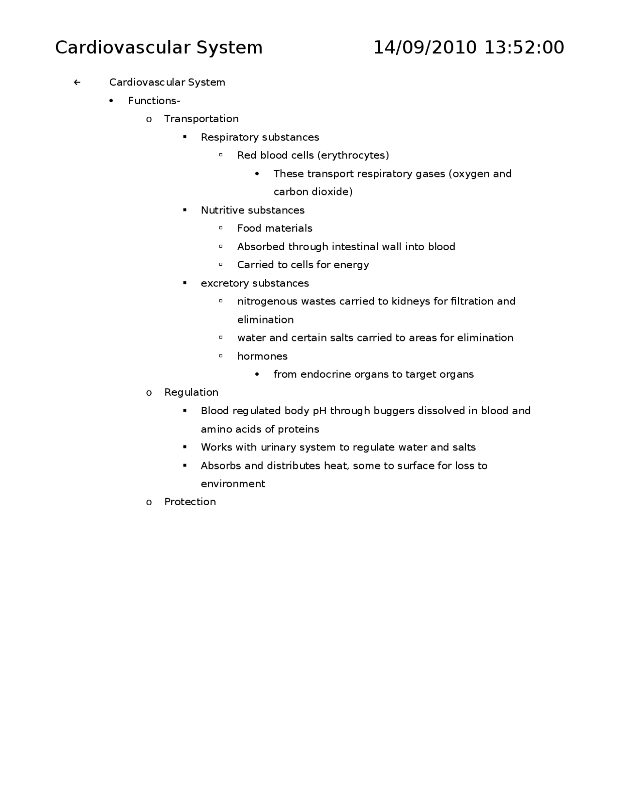 Lecture Notes On Cardiovascular System Biol 2510 Docsity