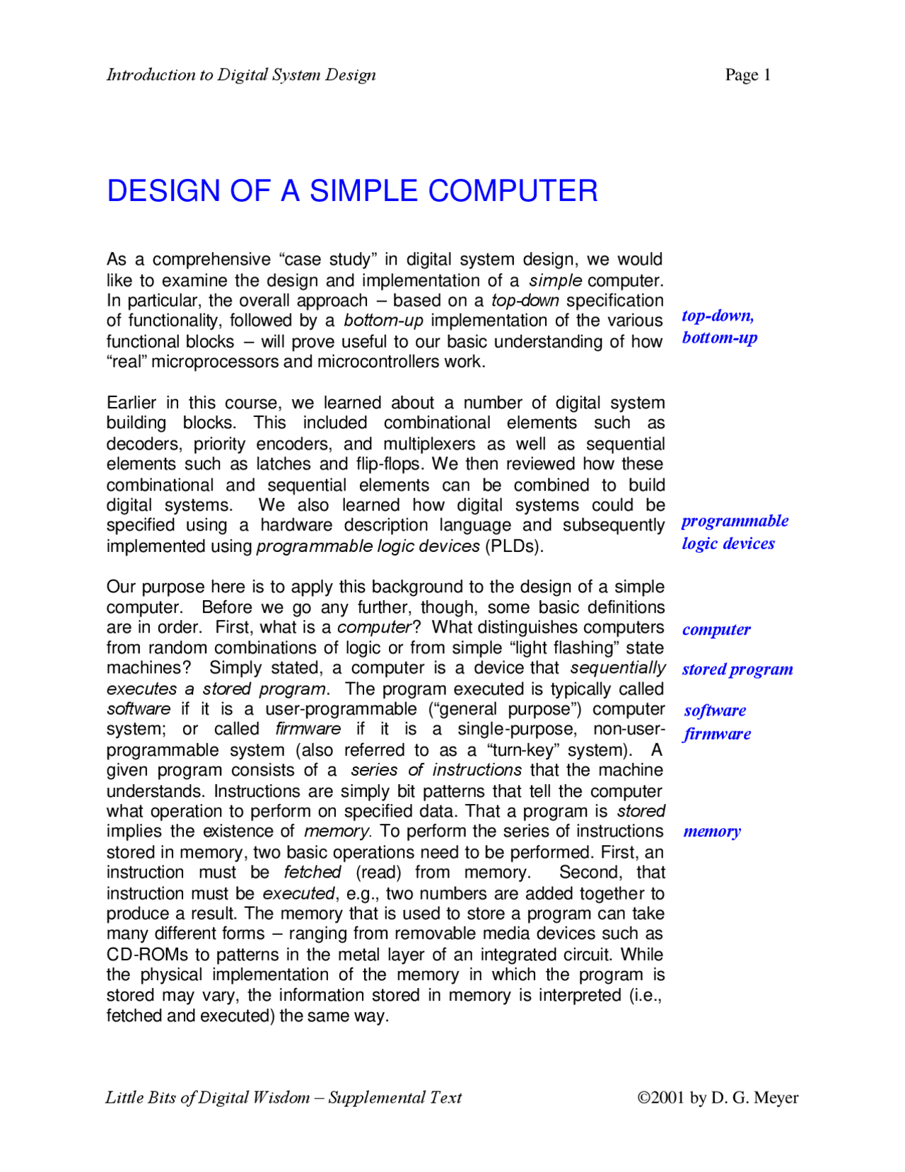 Computer Architecture Introduction To Digital System Design Ece 27000 Docsity
