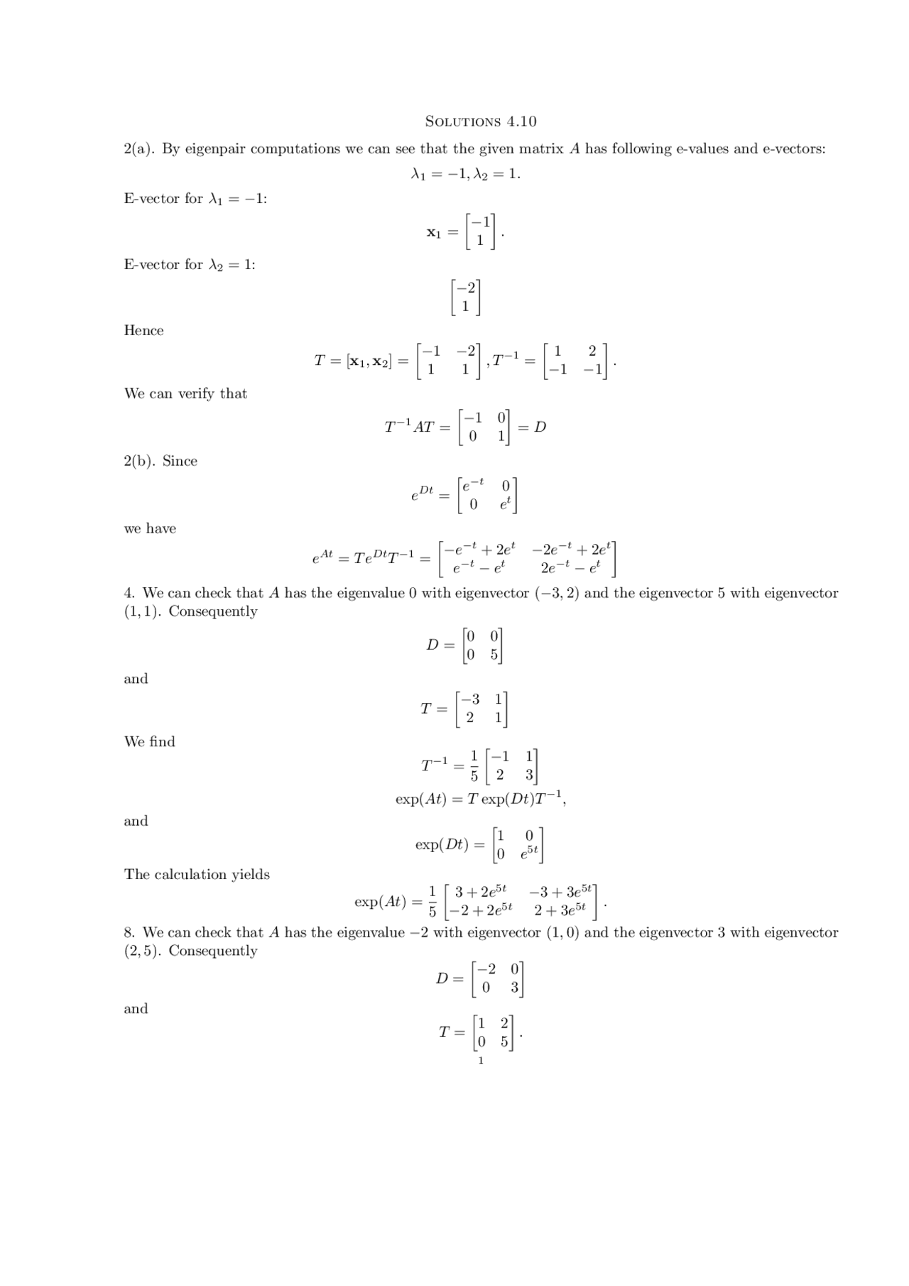 Homework Section 4 10 4 11 Introduction To Differential Equations Math 2214 Docsity