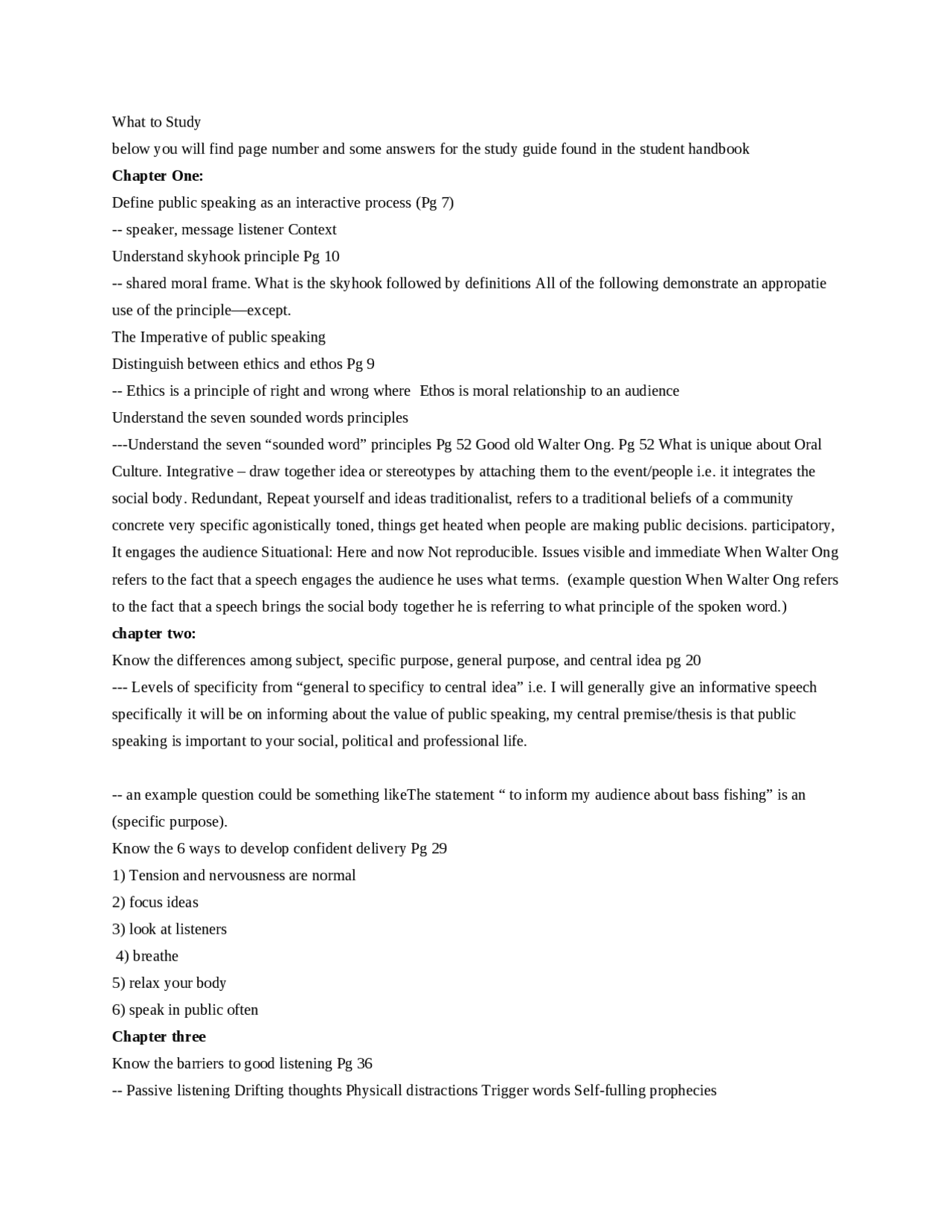 Final Exam Review Public Speaking Spc 2608 Docsity