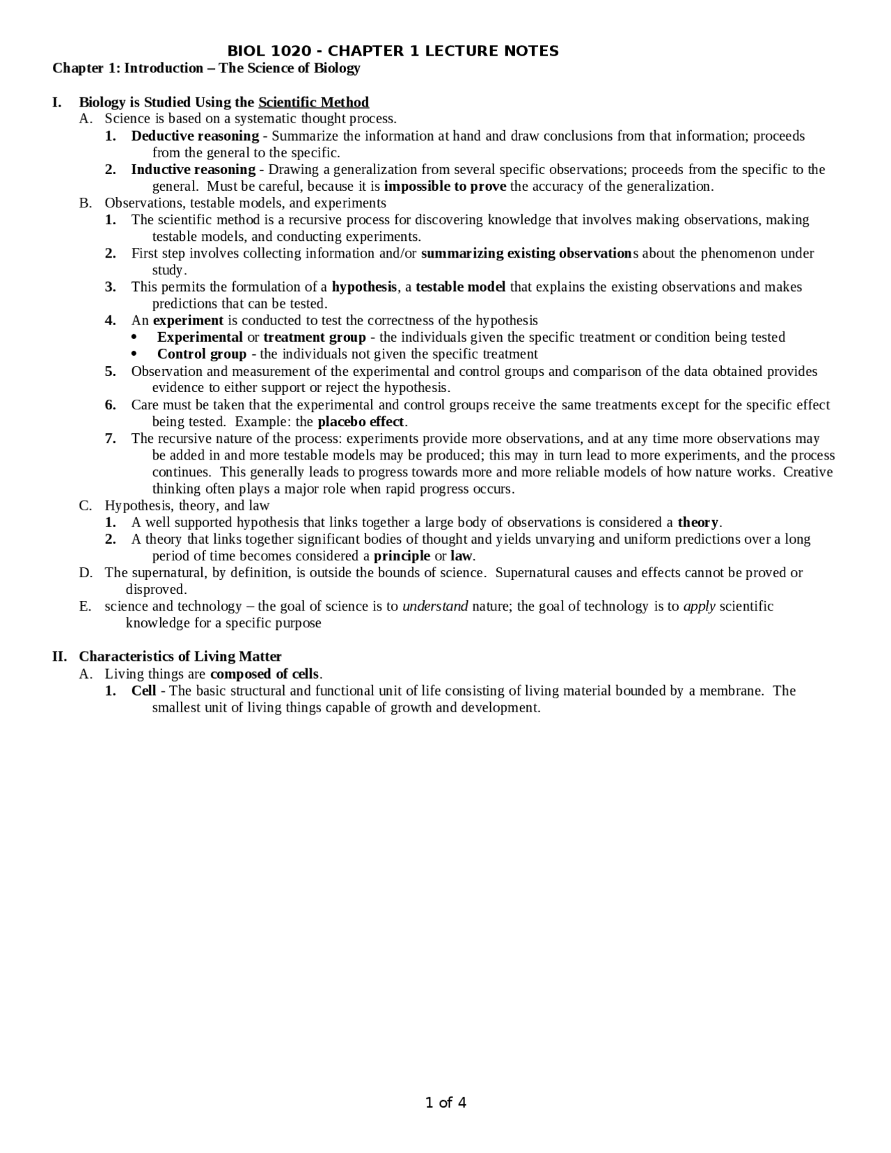 Scientific Method in Principles of Biology - Study Guide | BIOL 1020 ...