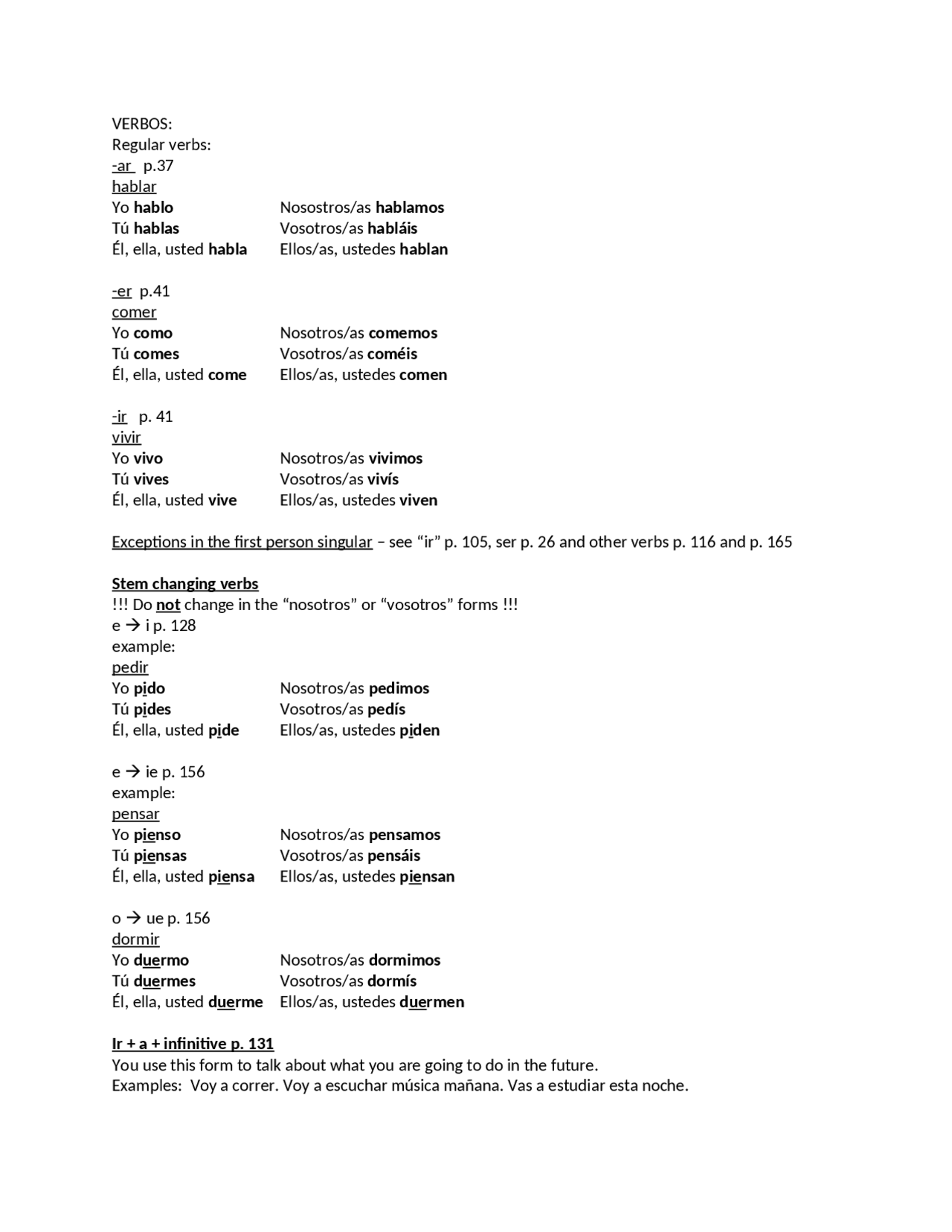 All About Verbs - Elementary Spanish | SPAN 1101 - Docsity