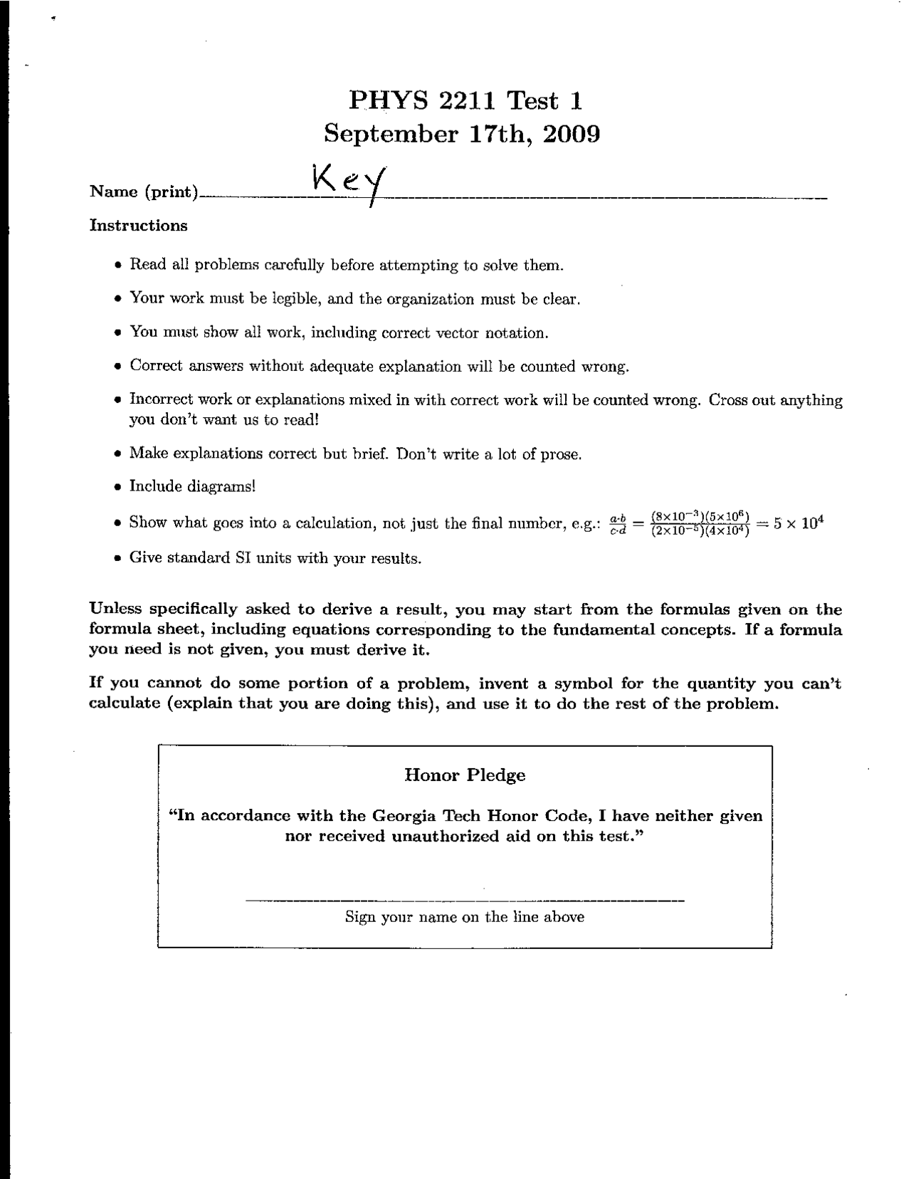 4 Problems On The Introductory Physics I Exam 1 Phys 2211 Docsity