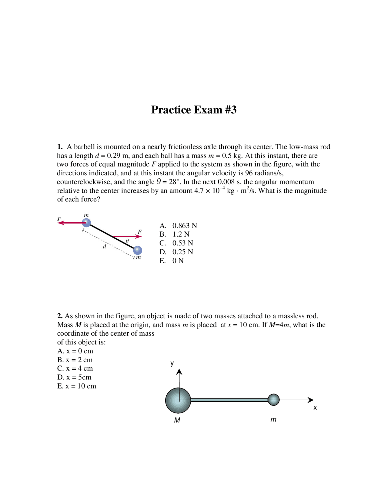Practice Exam 3 for Modern Mechanics | PHYS 17200 - Docsity