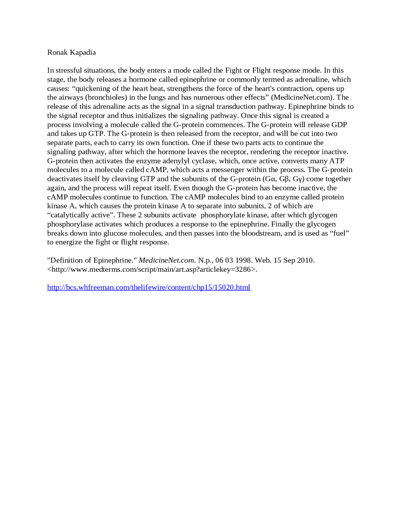 Signaling Pathway Lecture Notes Biology 190h Docsity