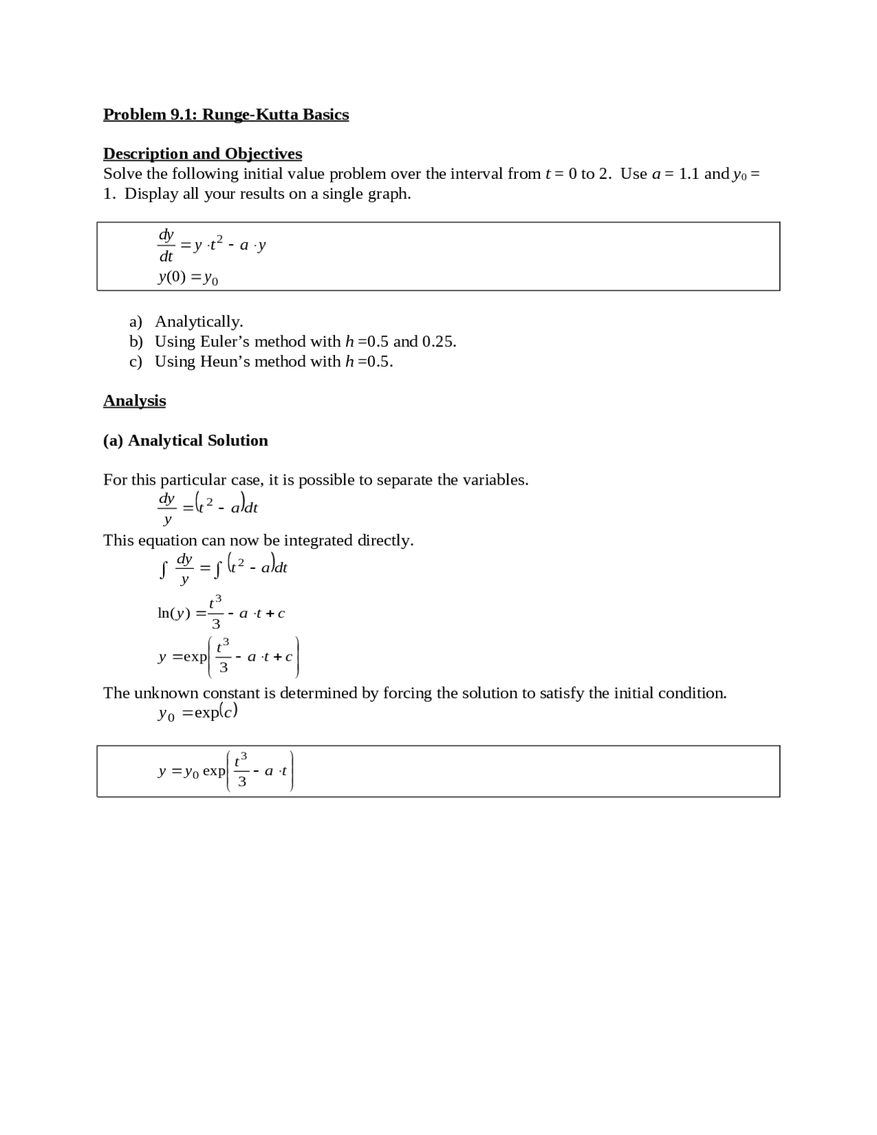 Runge Kutta Basics - Engineering Analysis Numerical Methods - Problems | ME 2004 - Docsity