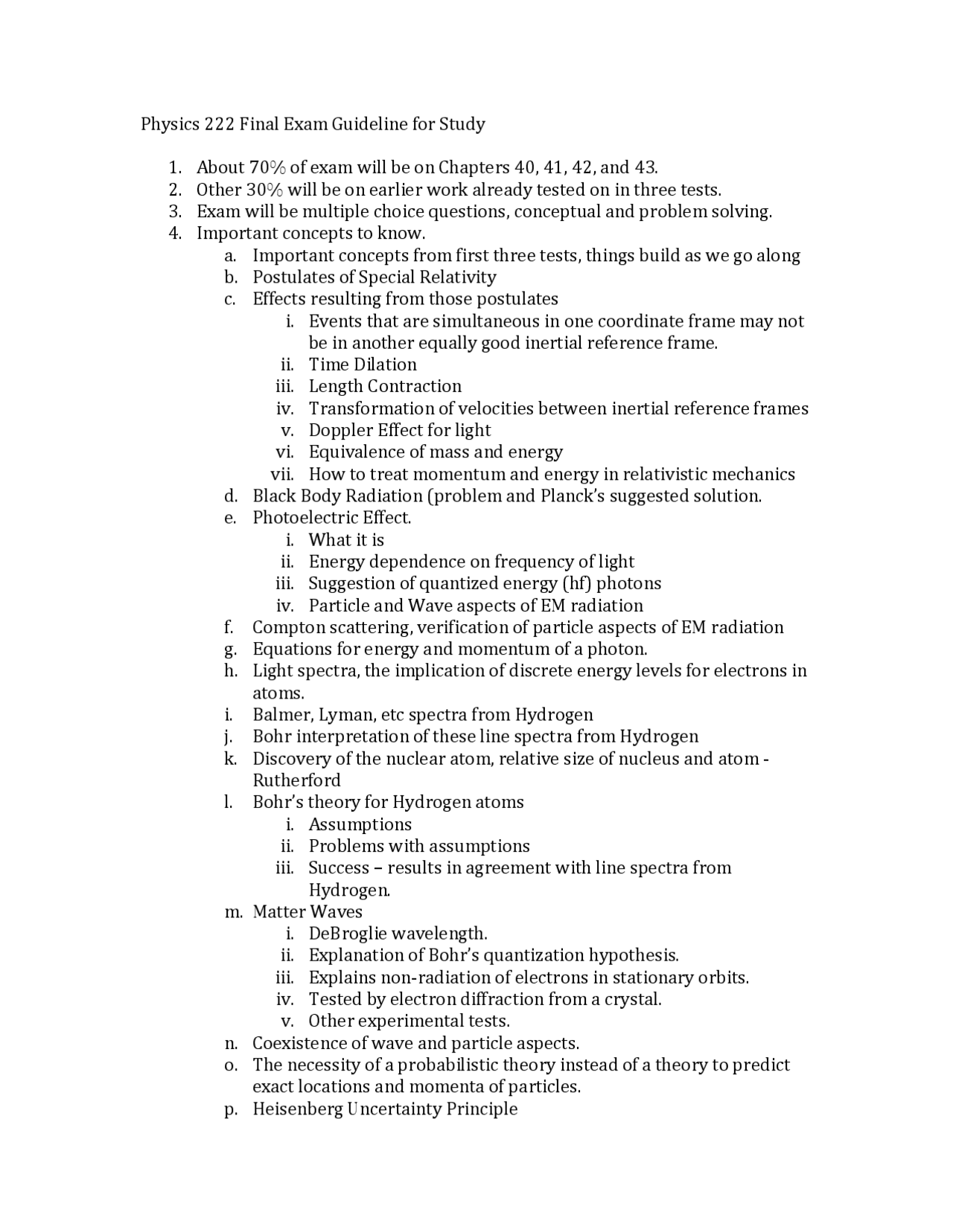 Final Exam Study Guide - Elements of Physics | PHYS 222 - Docsity