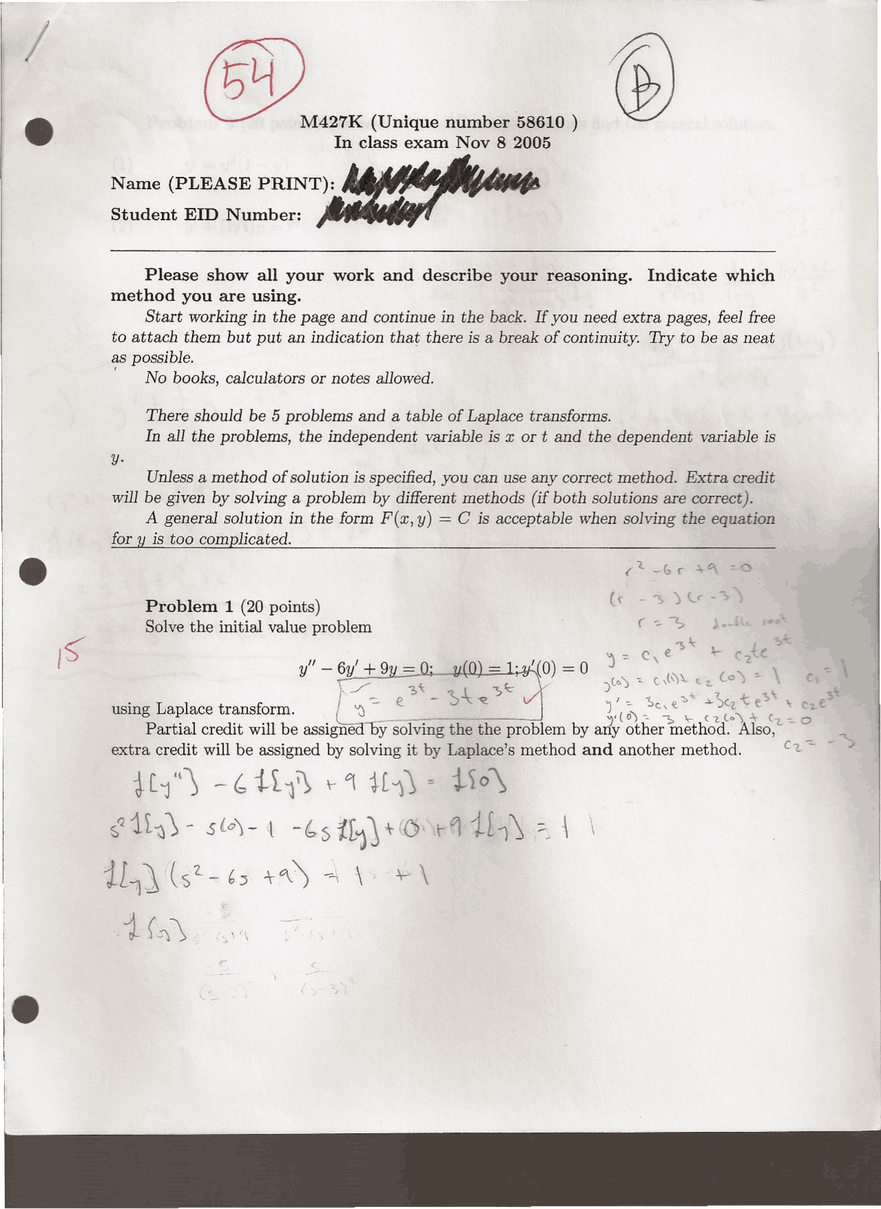 Exam 2 Solutions - Advanced Calculus for Applications-Honors | M 427K ...