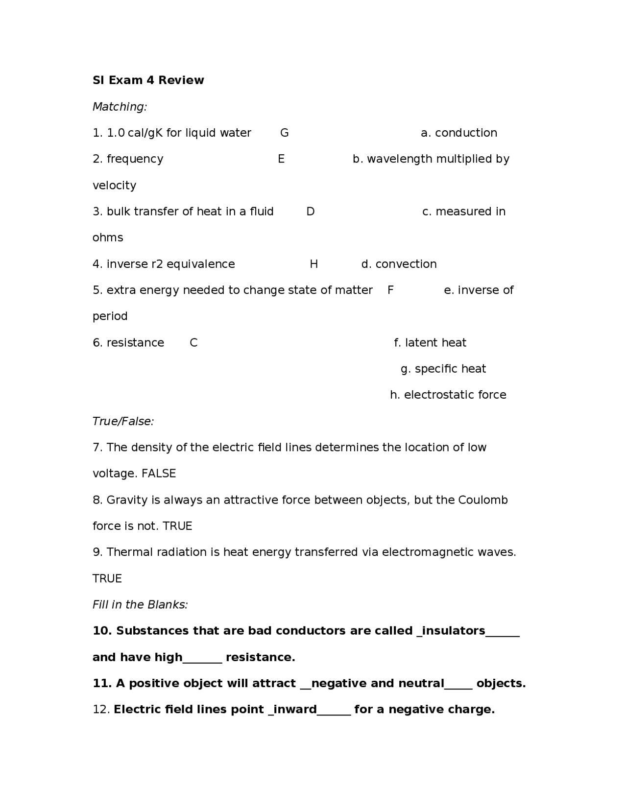 Exam 4 Review With Answer Key Physical Science Psc 1121 Docsity