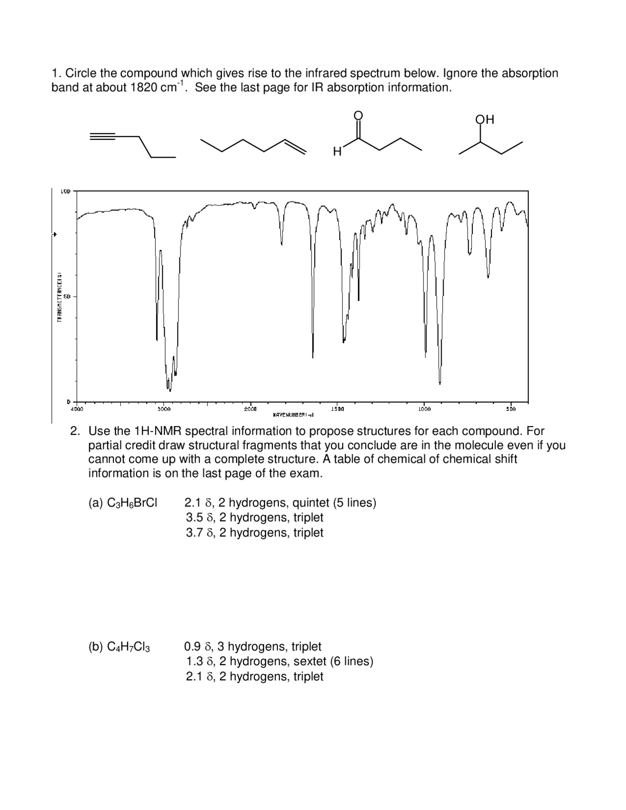 Practice Questions For Exam 1 Organic Chemistry Chem 262 Docsity