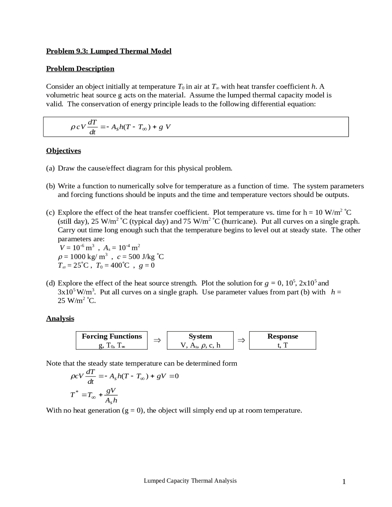 Problems on Lumped Thermal Model in Numerical Methods | ME 2004 - Docsity