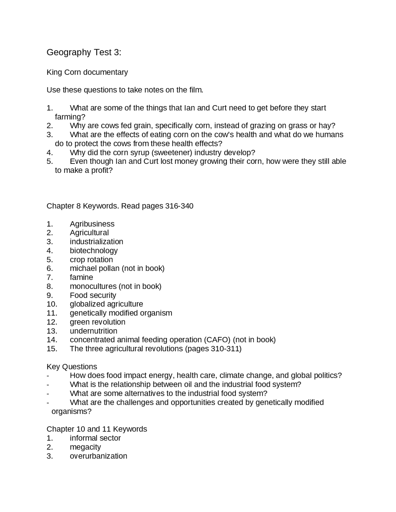 Practice Test 3 Notes - Human Geography: People, Places and Cultures ...