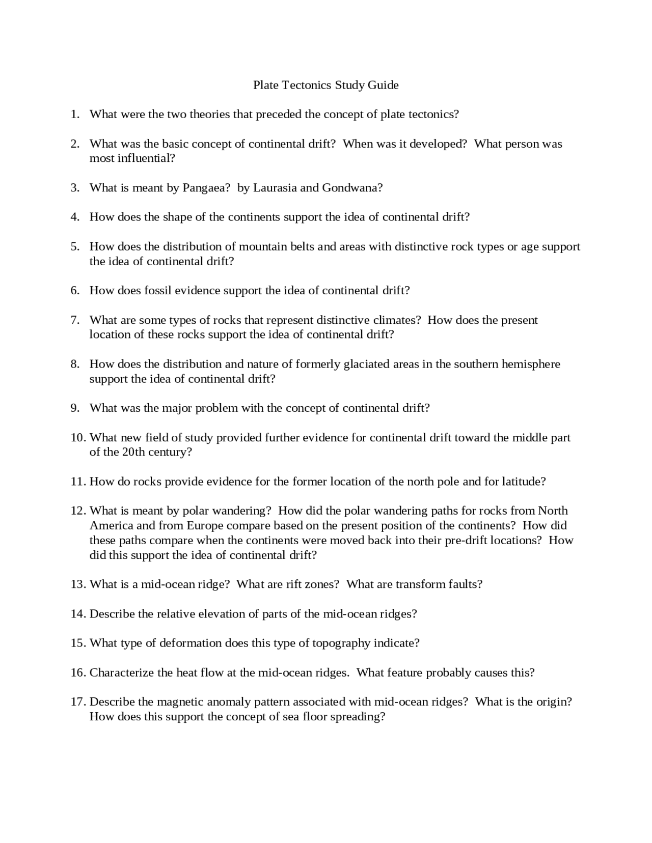 Plate Tectonics Lecture Notes Gly 101 Docsity