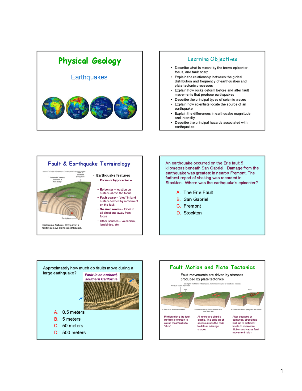 Earthquakes - Geology I: Physical | MEA 101 - Docsity