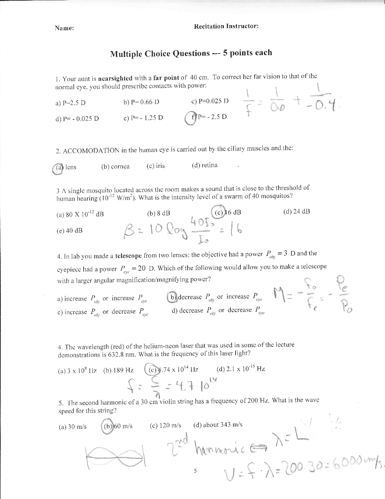 Test Solved Multiple Choice Questions General Physics Modern Physics
