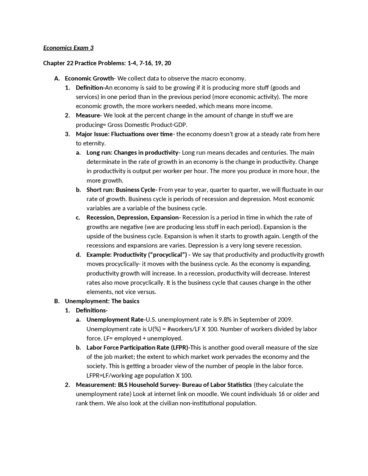 Exam 3 Study Guide for Economic Principles | ECON 2030 - Docsity
