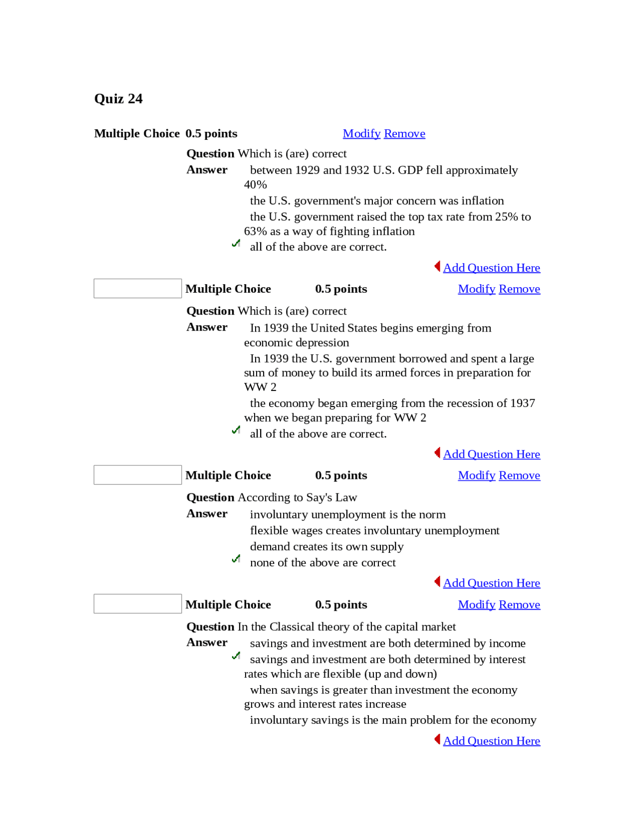 Solved Quiz 24 - Principles of Economics | ECON 101 - Docsity