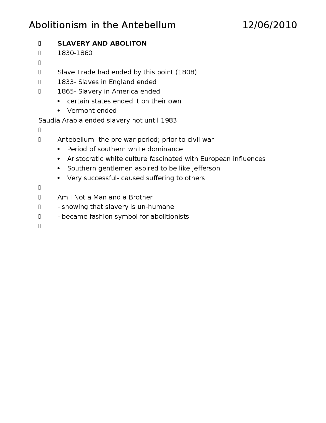 Abolitionism in the Antebellum – Slavery and Abolition - Study Guide ...