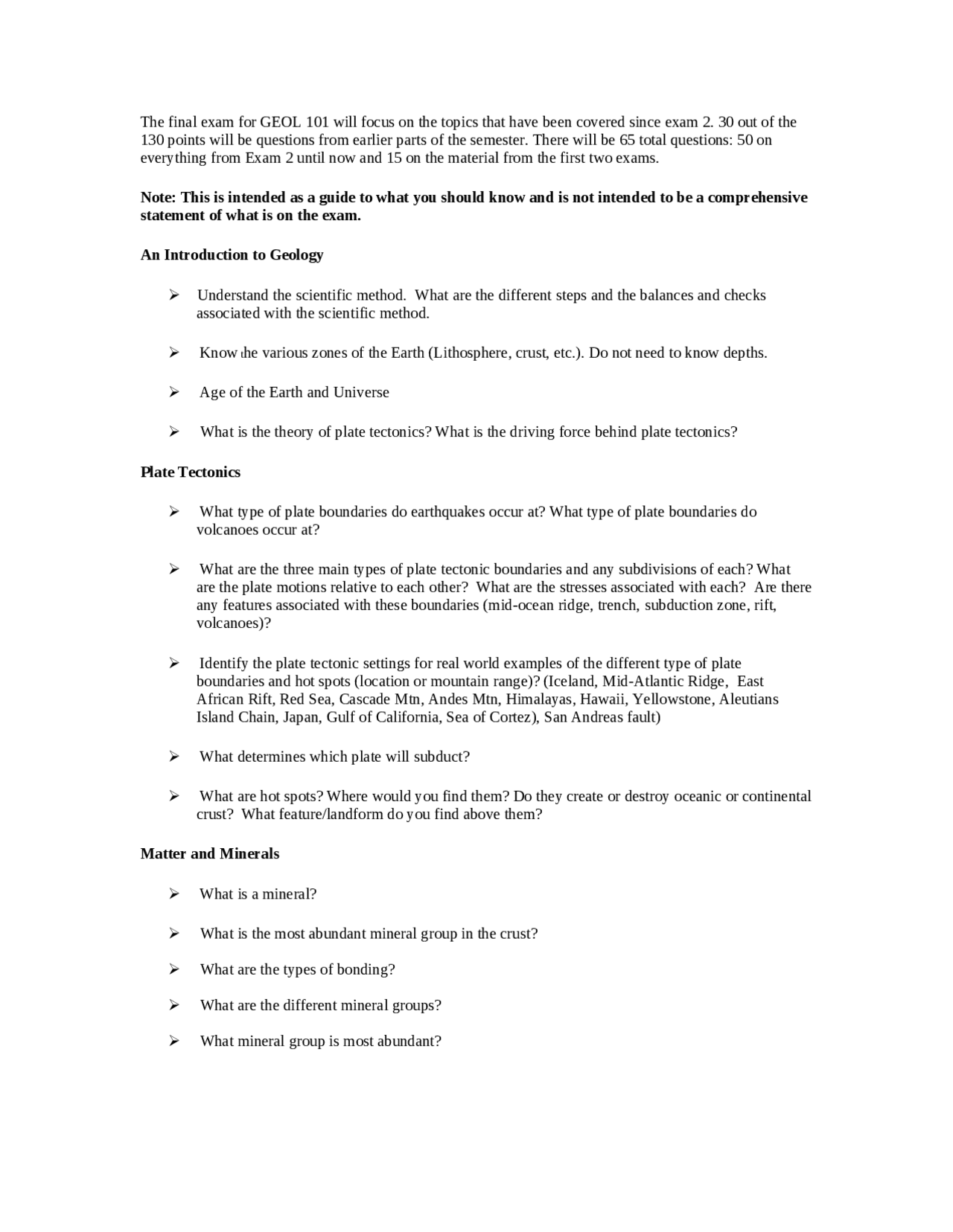 An Introduction To Geology Lecture Notes Geol 101 Docsity