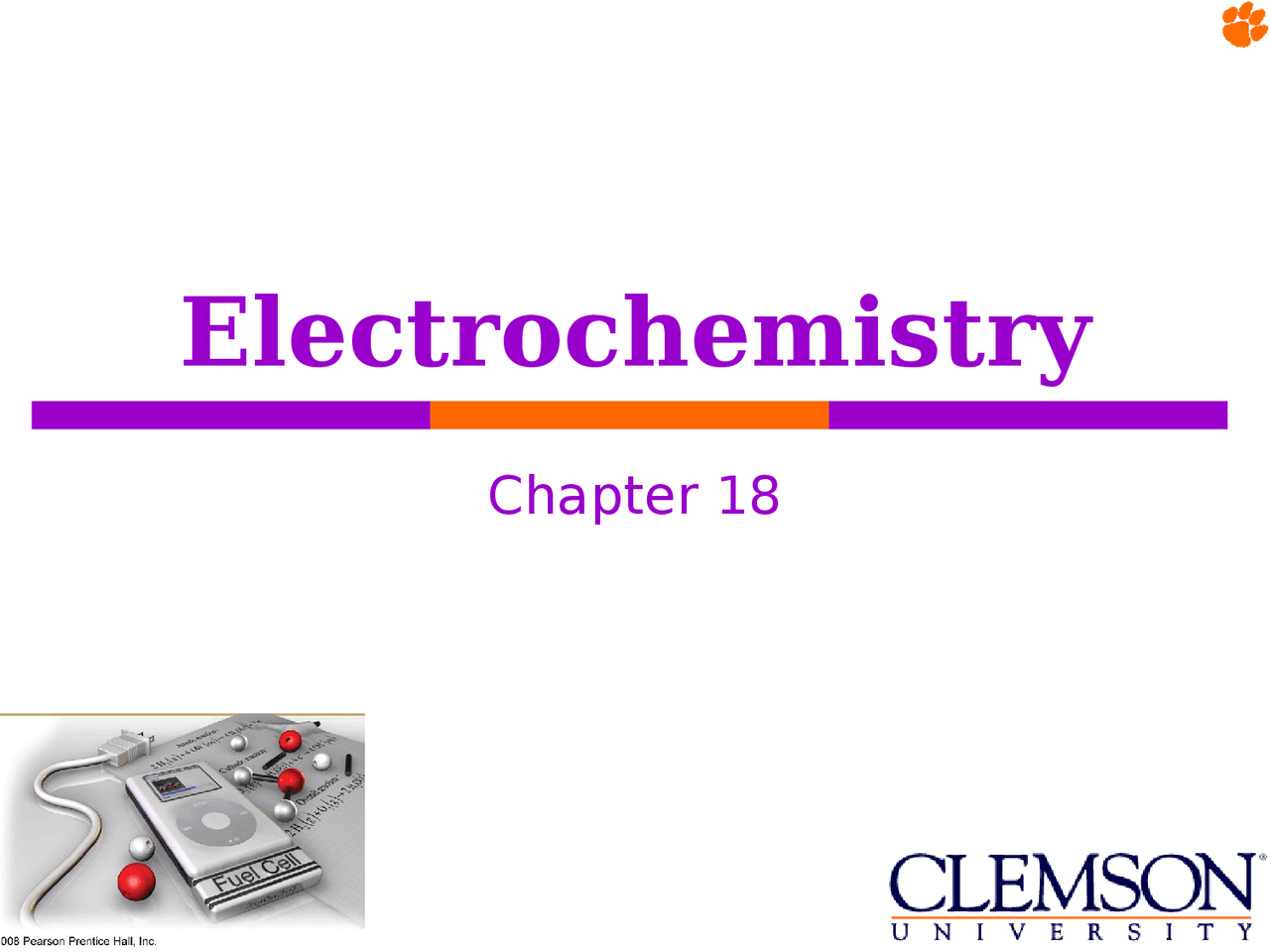 Electrochemistry General Chemistry Lecture Slides Ch 101 Docsity