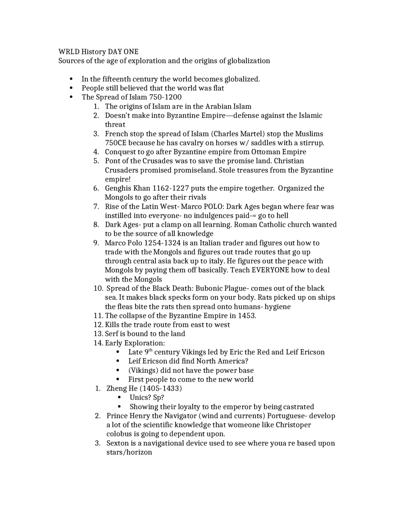 Power Points of World History Day - Lecture Notes | HIST 1112 - Docsity