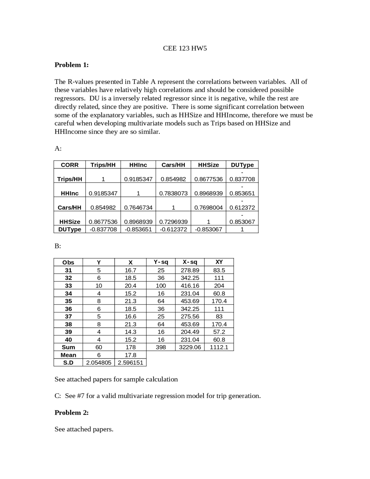 Homework 5 For Transportation Systems Iii Planning And Forecasting